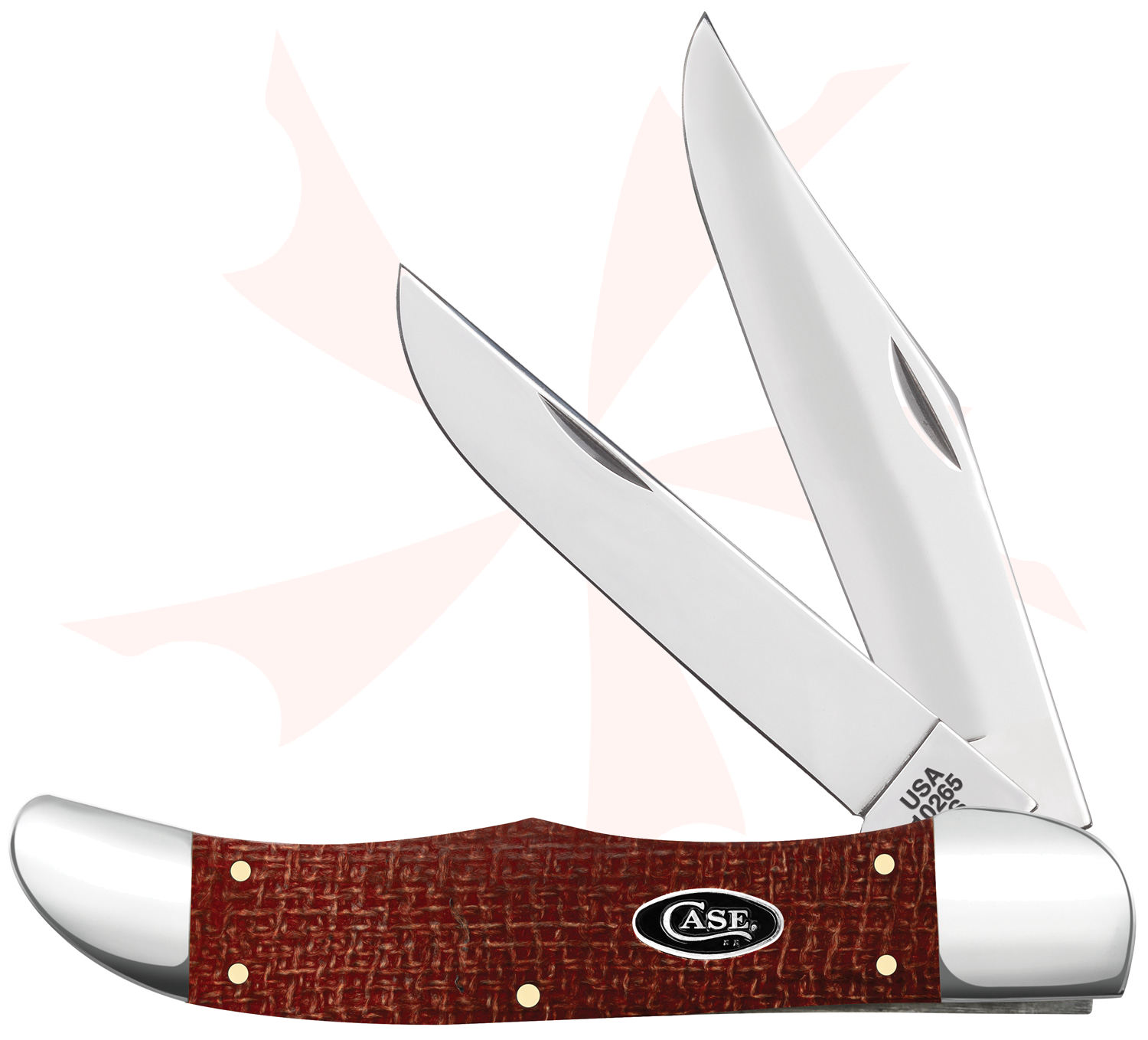 Case Dark Red Burlap Micarta Folding Hunter Pocket Knife 5.25" Closed w ...