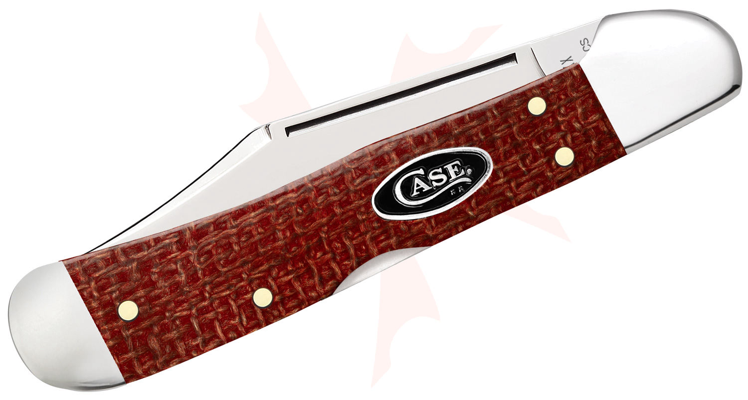 Case Dark Red Burlap Micarta CopperLock Pocket Knife 4.25" Closed ...