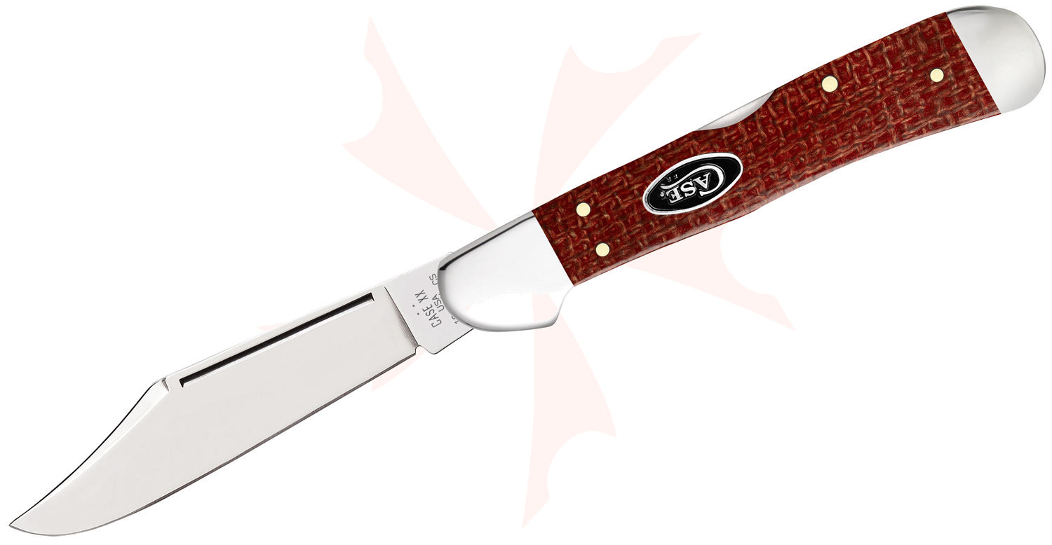 Case Dark Red Burlap Micarta CopperLock Pocket Knife 4.25" Closed ...