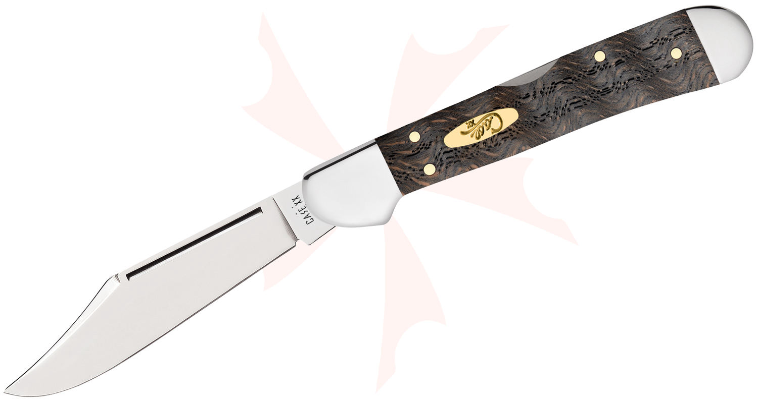 Case Smooth Black Curly Oak Mini CopperLock Pocket Knife 3.63" Closed ...