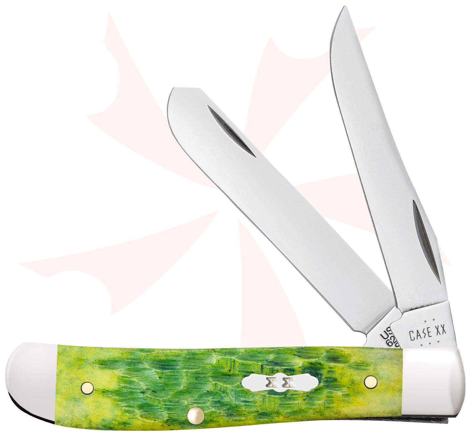 Case Peach Seed Jig Green Apple Bone Mini Trapper Pocket Knife 3.5 ...