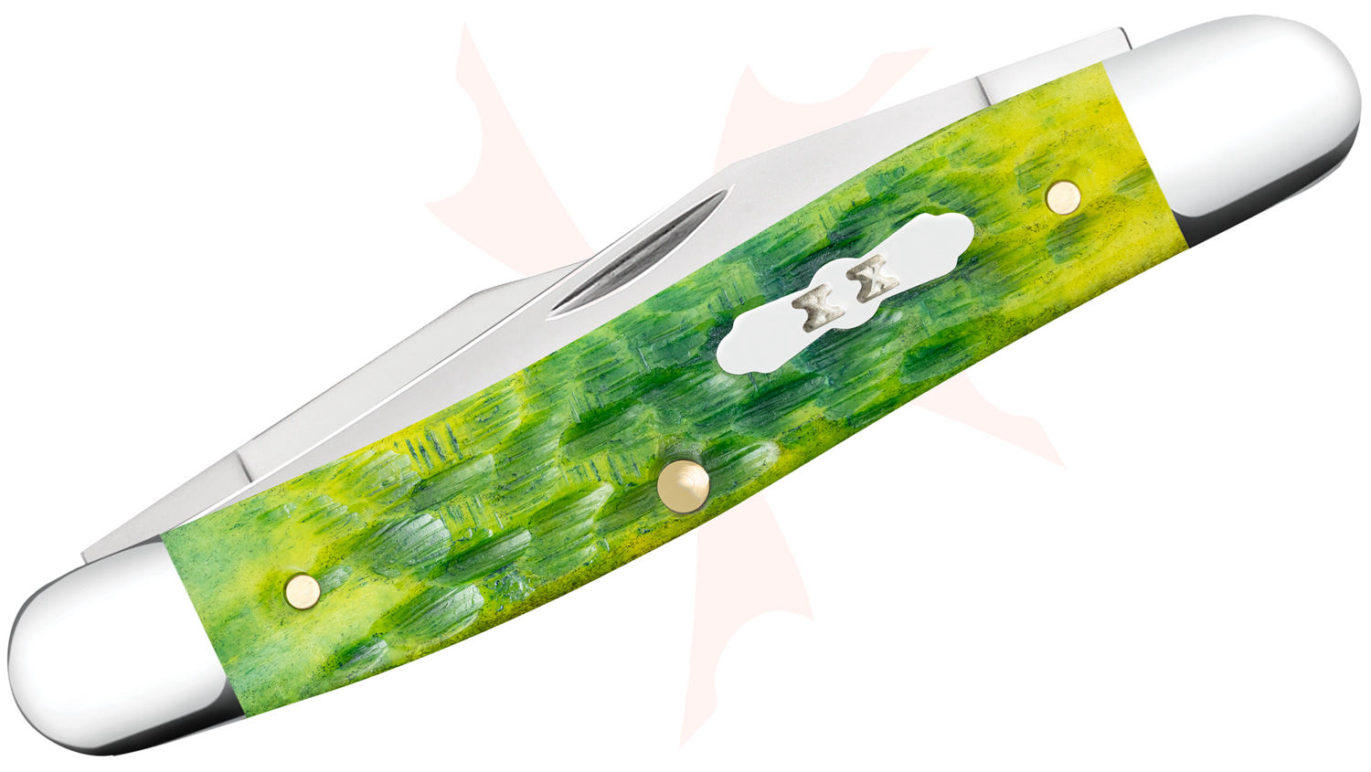 Case Peach Seed Jig Green Apple Bone Muskrat Pocket Knife 3.88" Closed ...