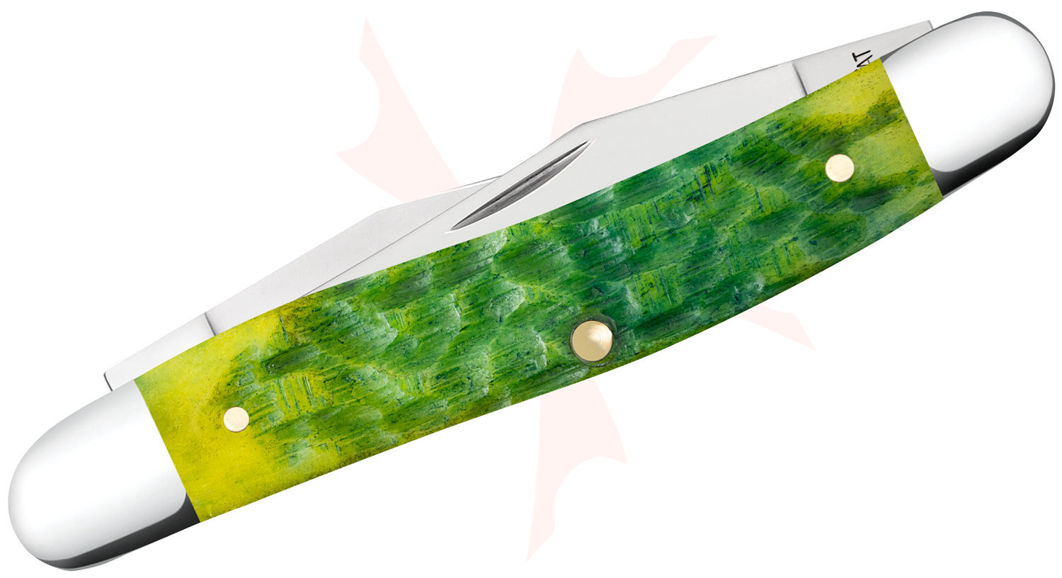 Case Peach Seed Jig Green Apple Bone Muskrat Pocket Knife 3.88" Closed ...