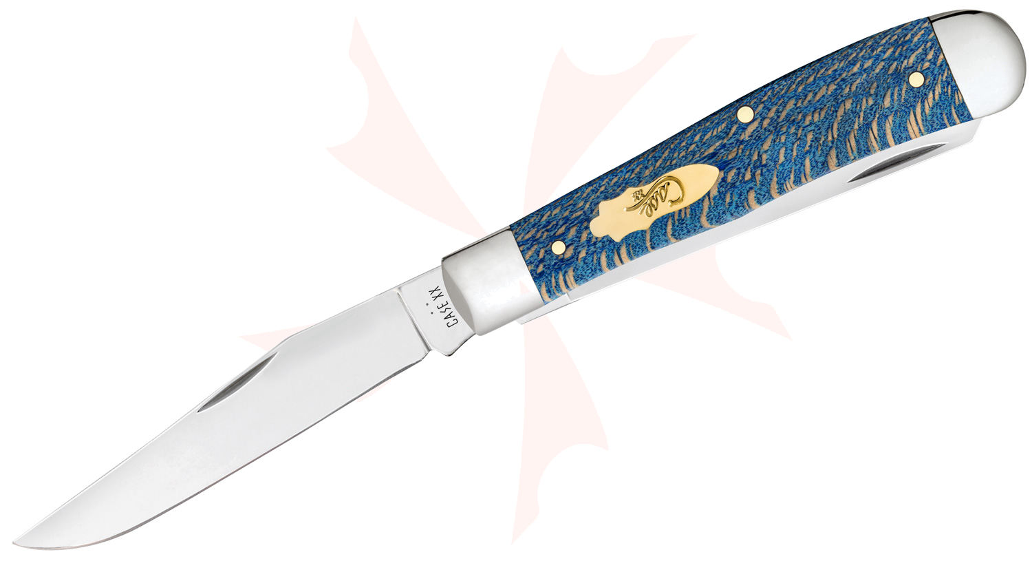 Case Smooth Blue Sycamore Wood Trapper Pocket Knife 4.13" Closed (7254 ...