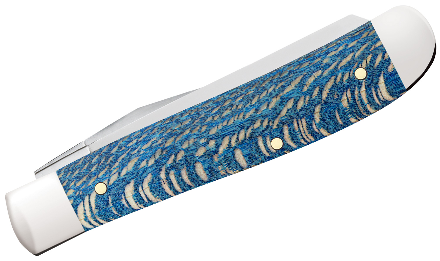 Case Smooth Blue Sycamore Wood Mini Trapper Pocket Knife 3.5" Closed ...