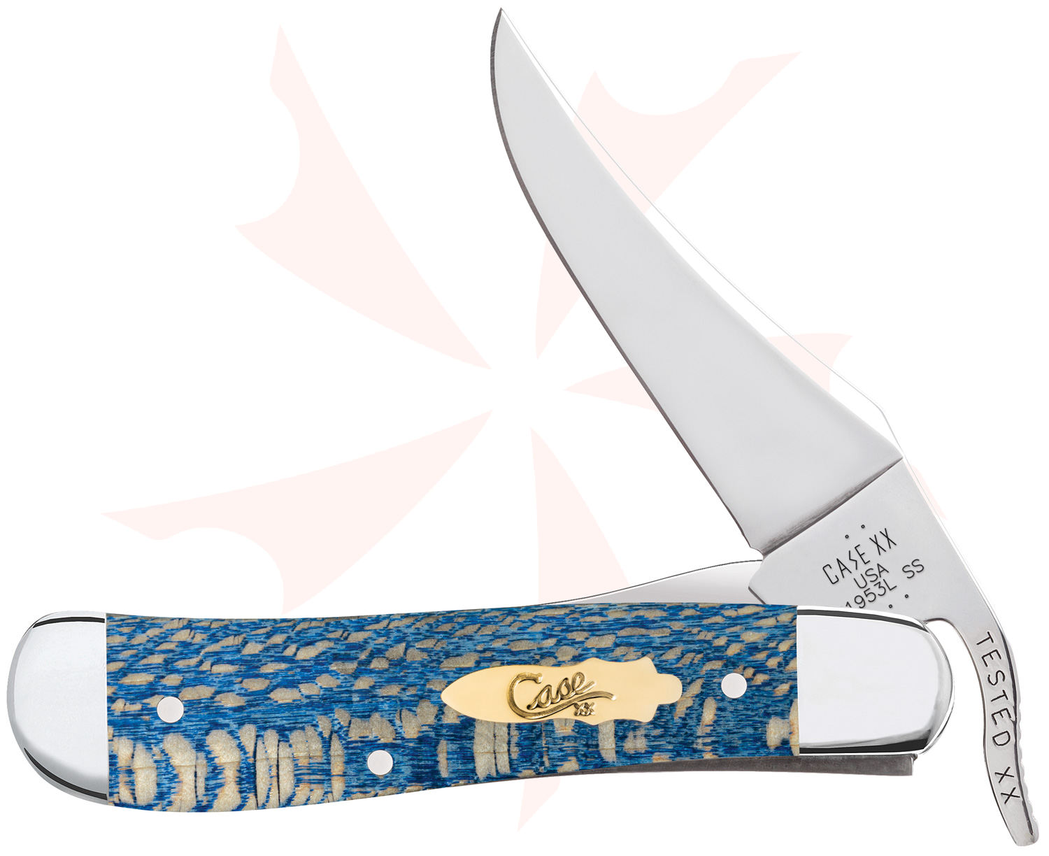 Case Smooth Blue Sycamore Wood RussLock Pocket Knife 4.13" Closed ...