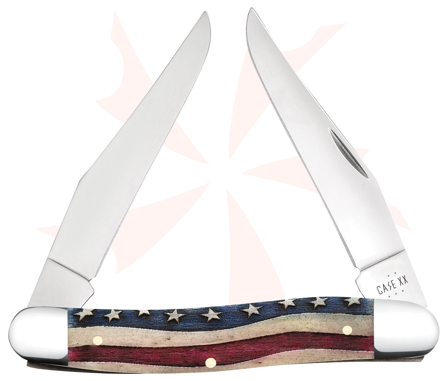 Case Star Spangled Embellished Smooth Natural Bone Muskrat Pocket Knife ...