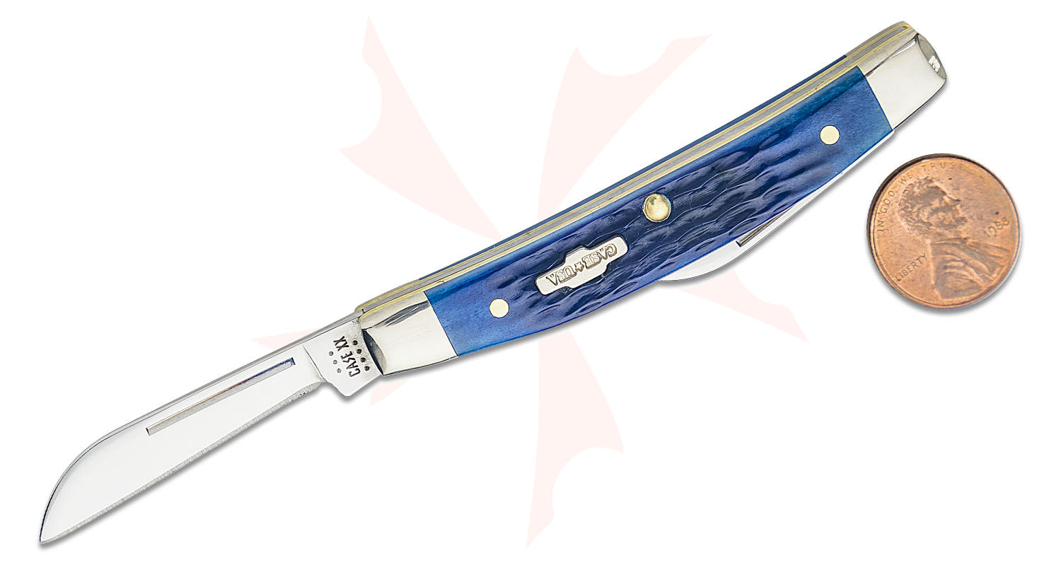 Case Rogers Corn Cob Jigged Blue Bone 2-Blade Small Congress Pocket ...