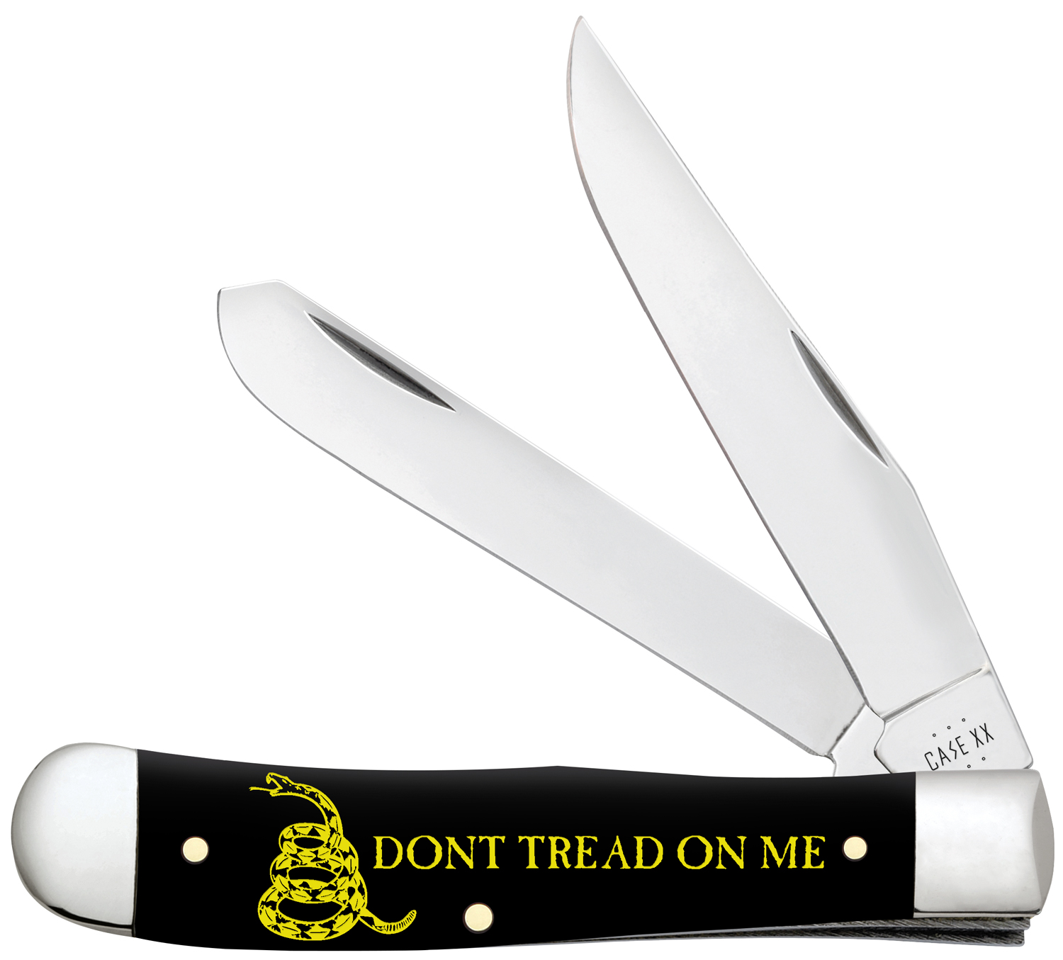 Case "Don't Tread on Me" Smooth Black Synthetic Trapper 4.13" Closed ...