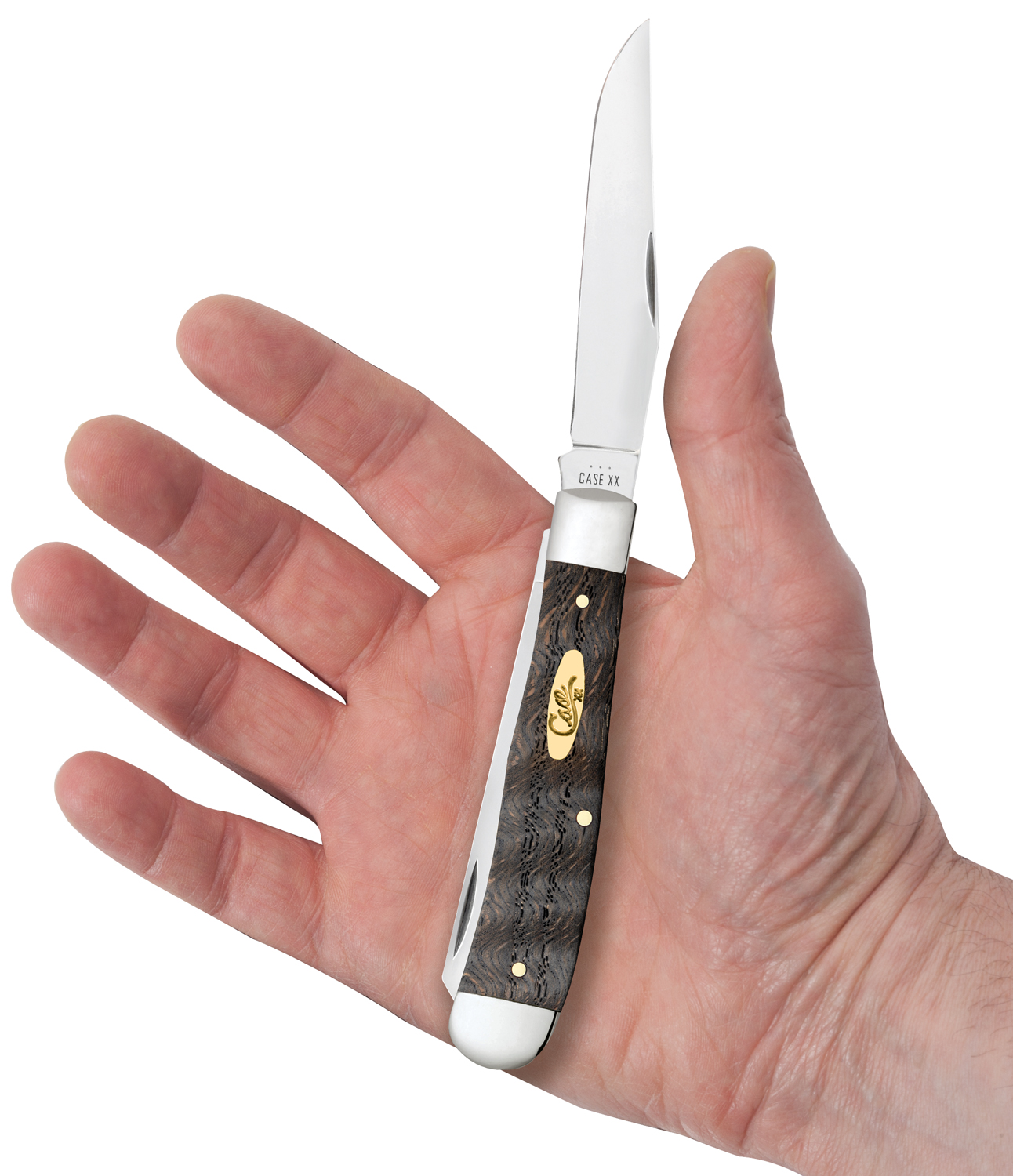 Case Smooth Black Curly Oak Trapper Pocket Knife 4.13" Closed (7254 SS ...