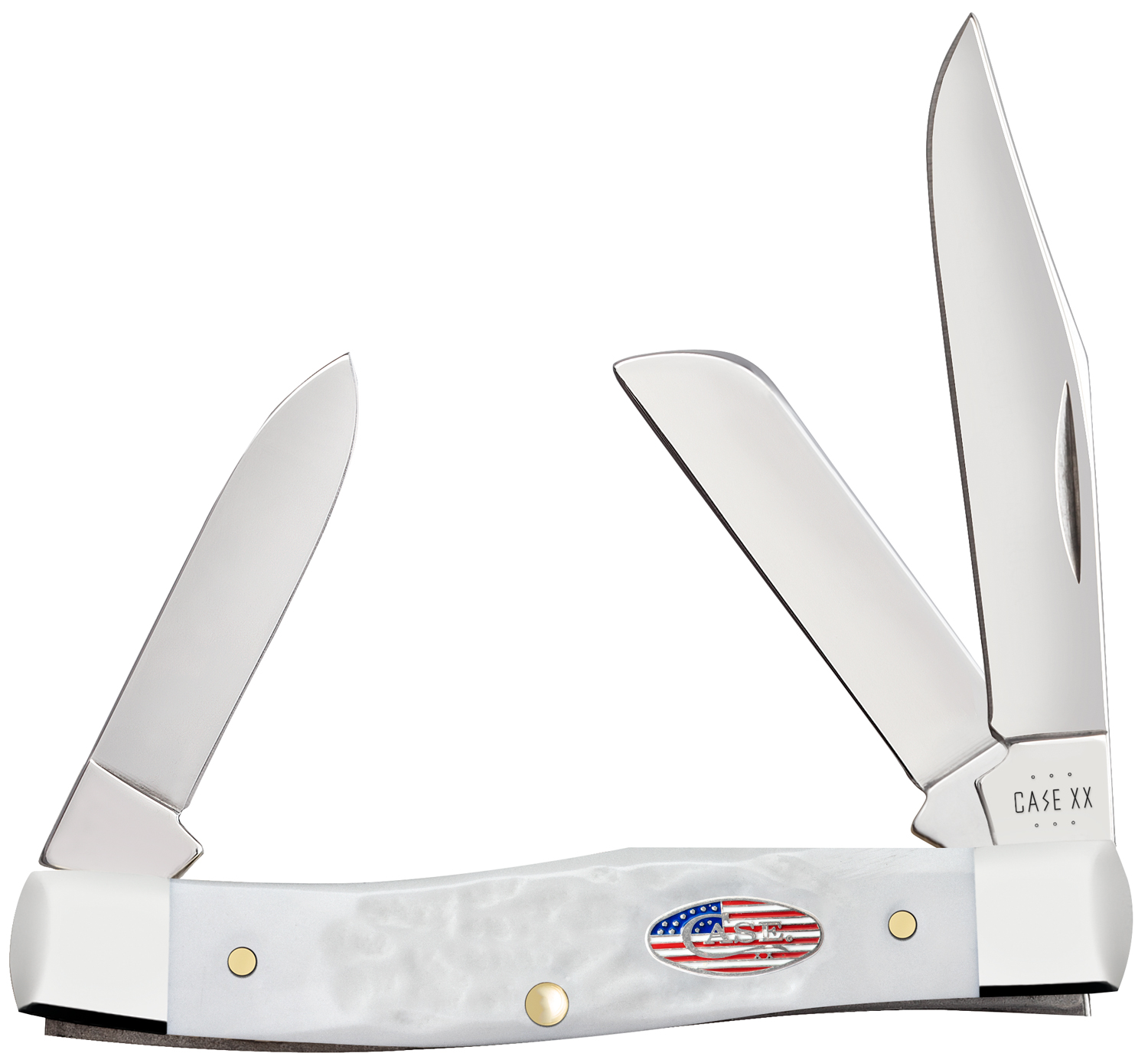 Case Rough Jigged White Synthetic Medium Stockman Knife 3.63" Closed ...