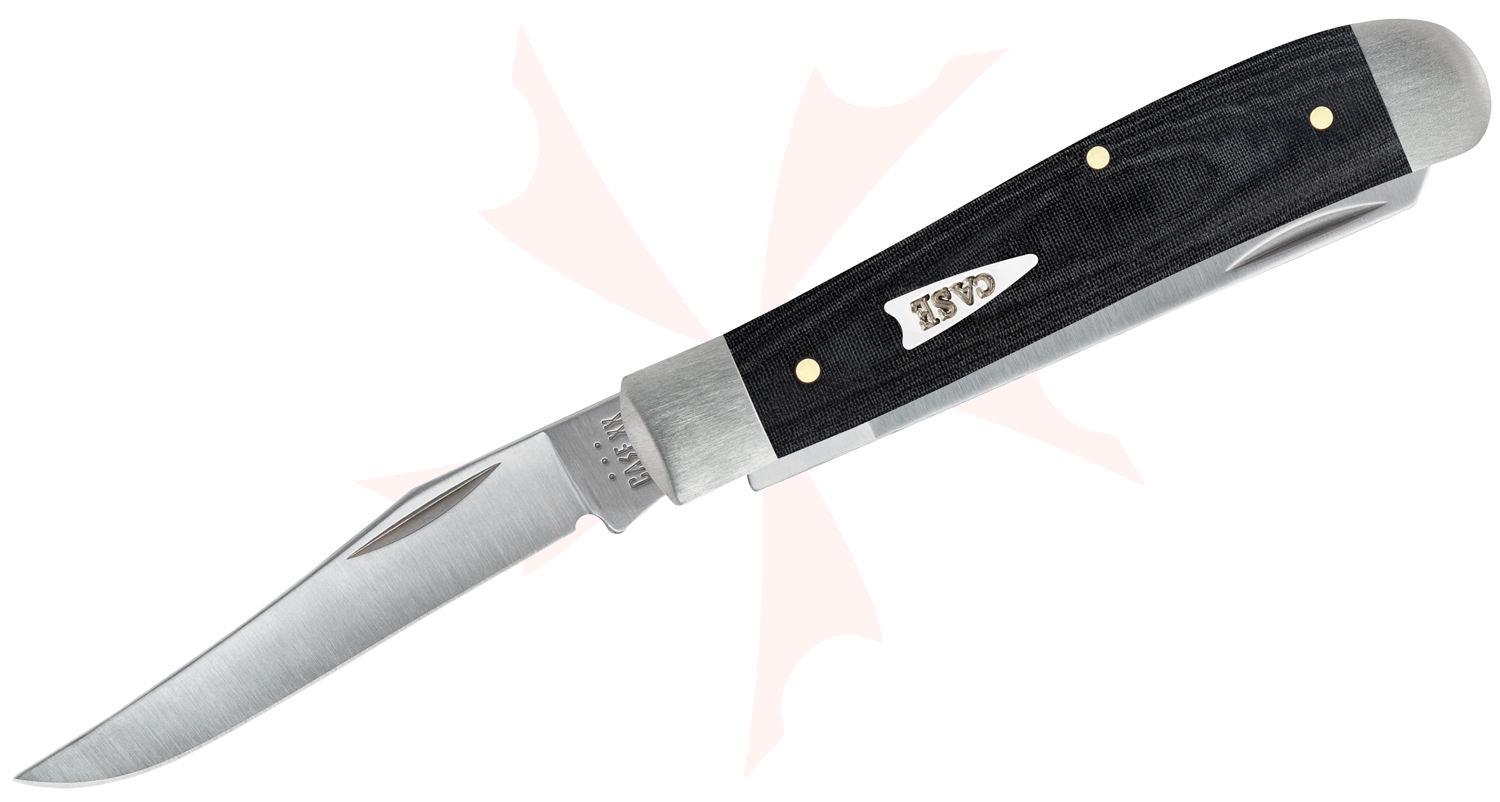 Case Smooth Black Micarta Mini Trapper 3.5" Closed (10207 SS) - KnifeCenter - 27822