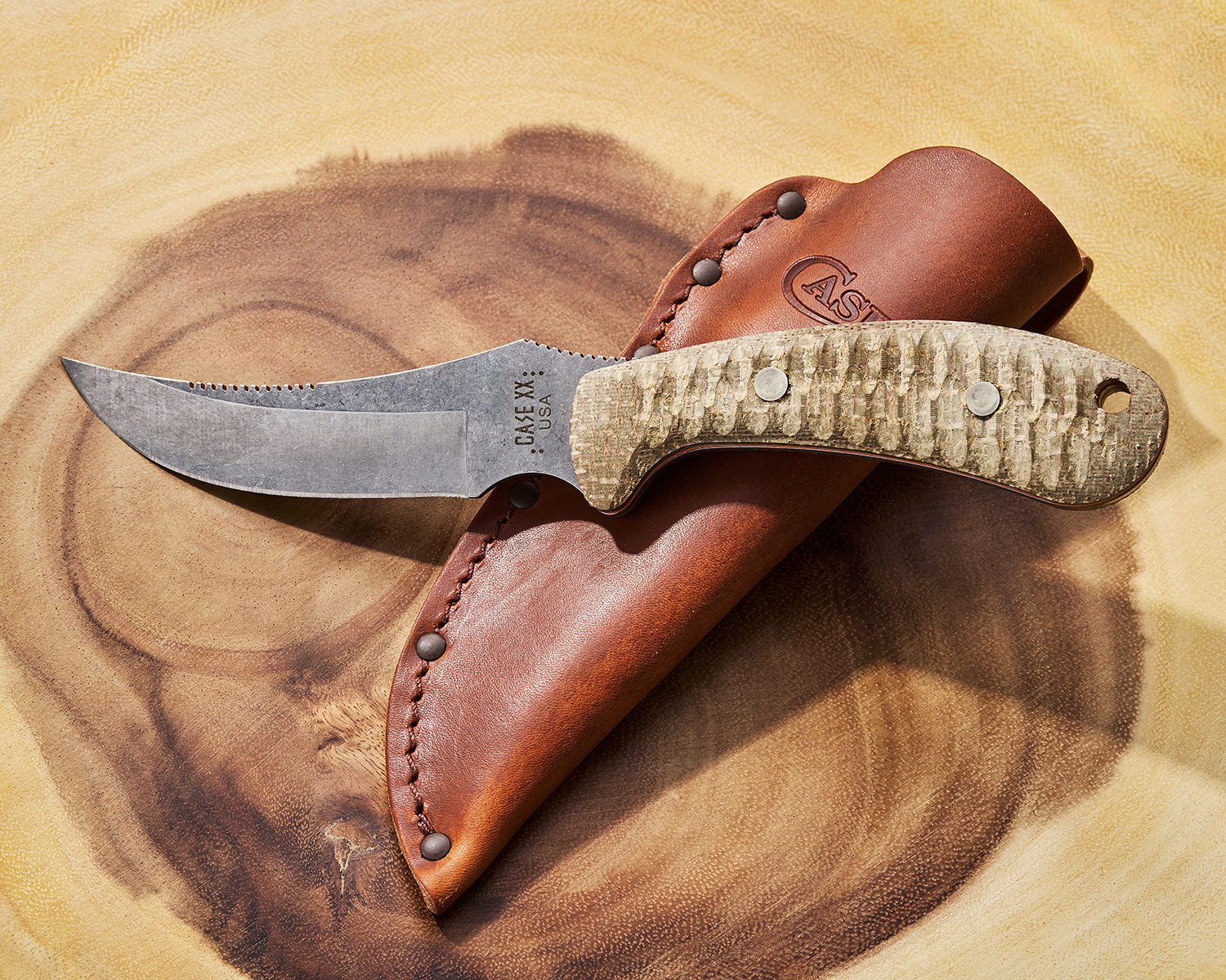 Case Ridgeback Hunter Fixed Blade Knife 4.13" Stonewashed Skinner Blade ...
