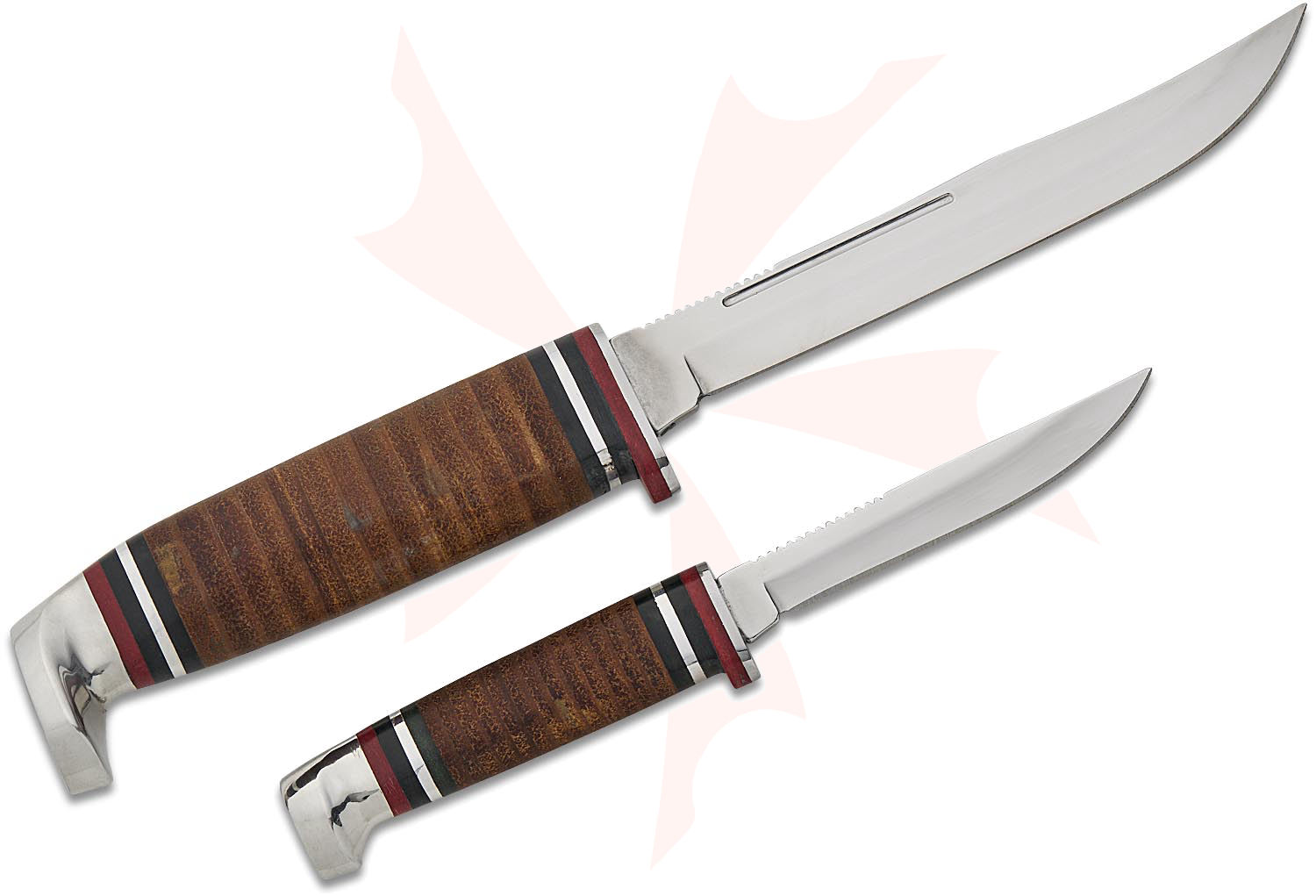 Case Twin Finn Two Piece Hunting Set, Leather Handles, Leather Sheath ...