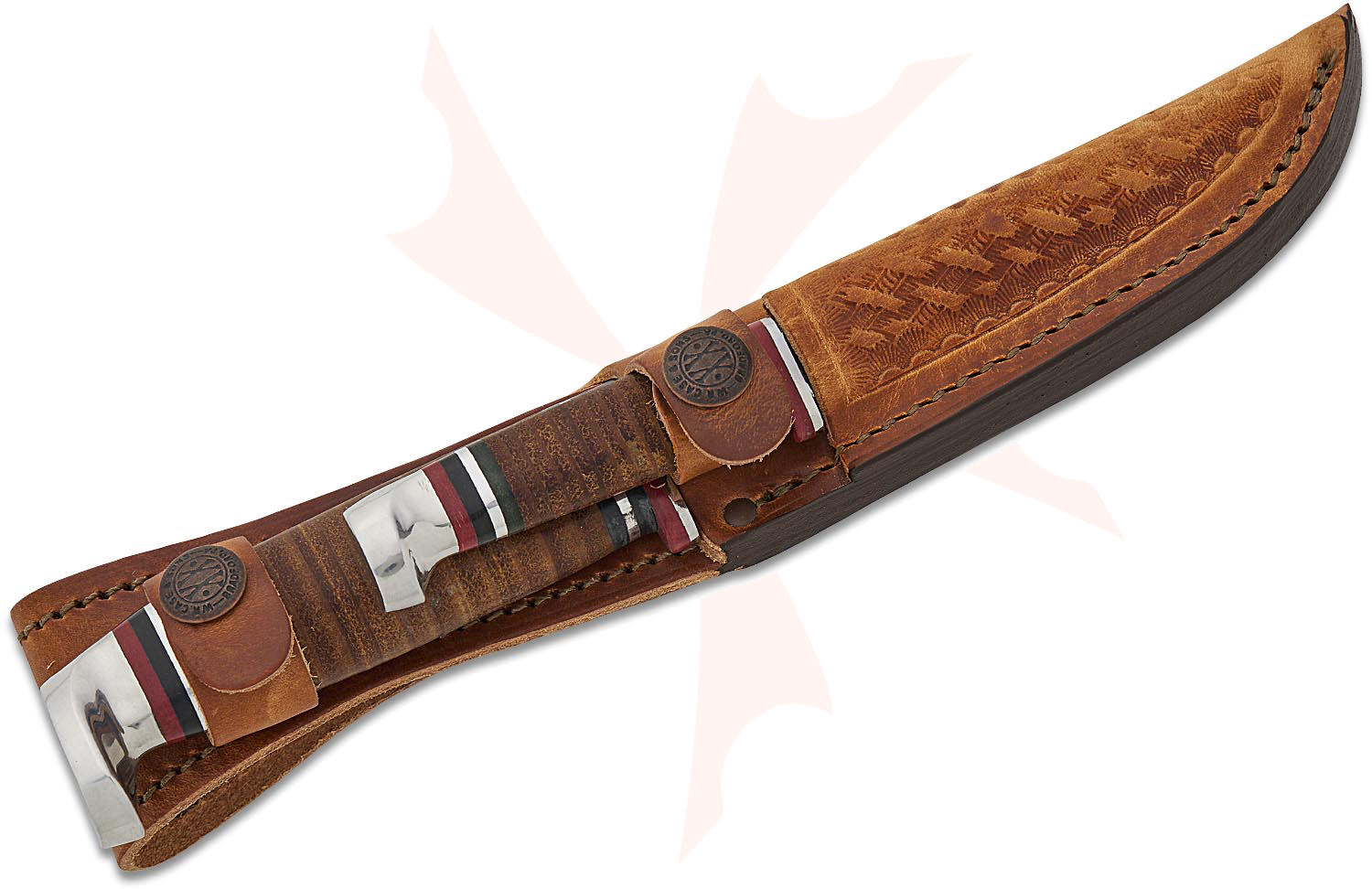 Case Twin Finn Two Piece Hunting Set, Leather Handles, Leather Sheath ...