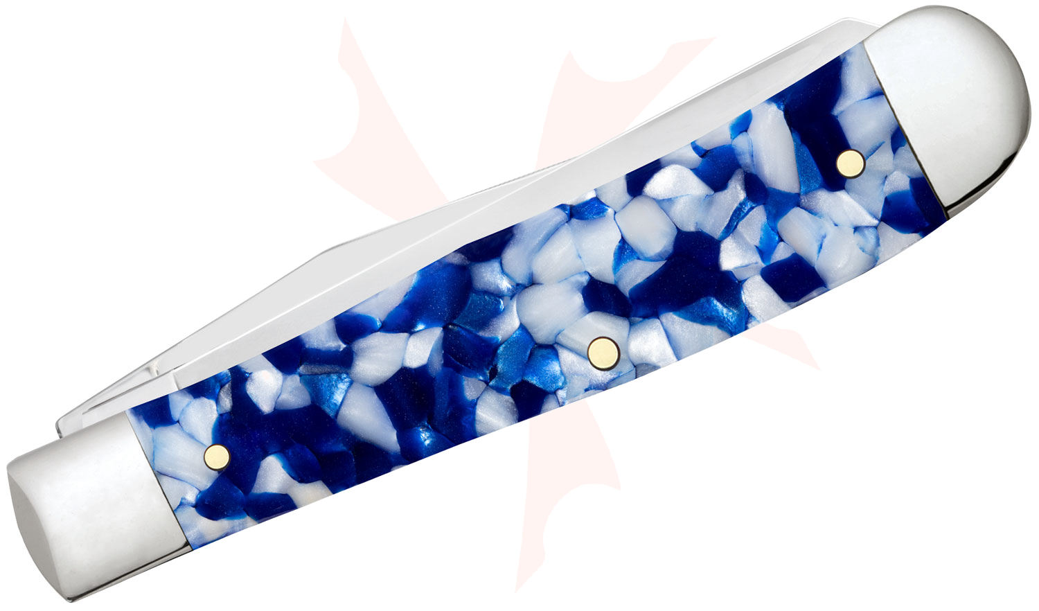 Case Smooth Blue Crackle Kirinite Trapper Pocket Knife 4.13" Closed ...