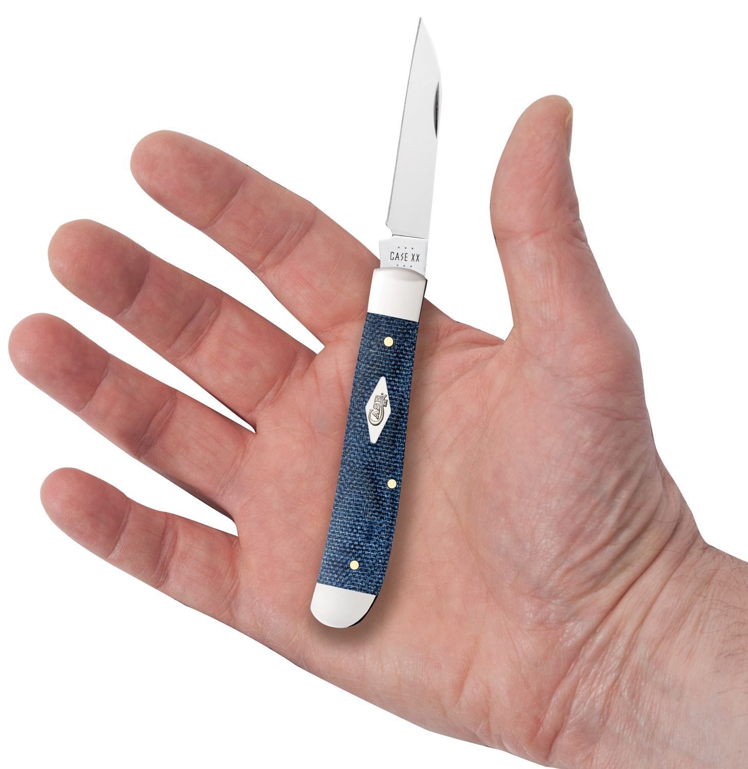 Case Smooth Blue Denim Canvas Laminate Mini Trapper 3.5" Closed (10107W ...