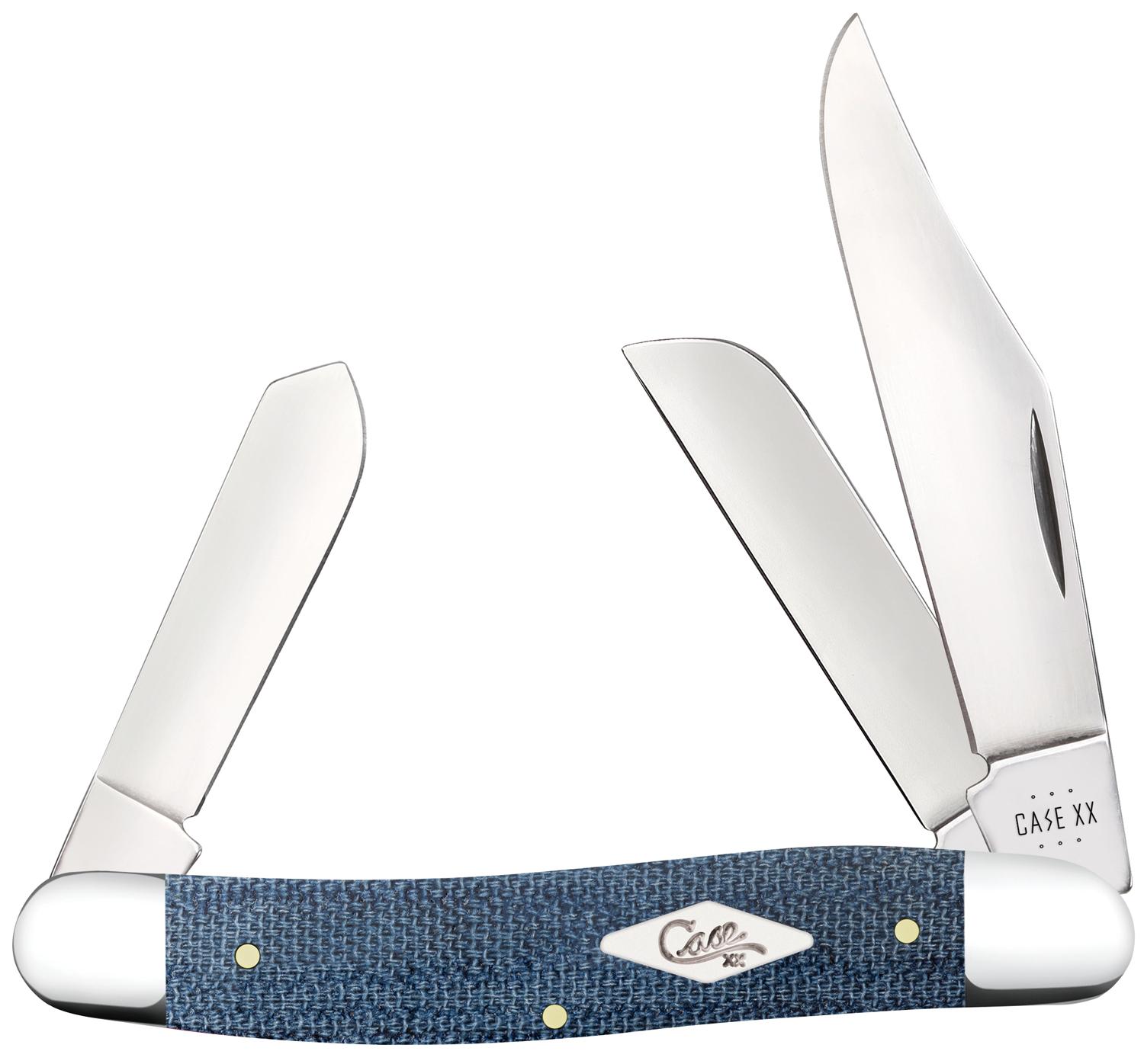 Case Smooth Blue Denim Canvas Laminate Stockman 3.88" Closed (10347 SS ...