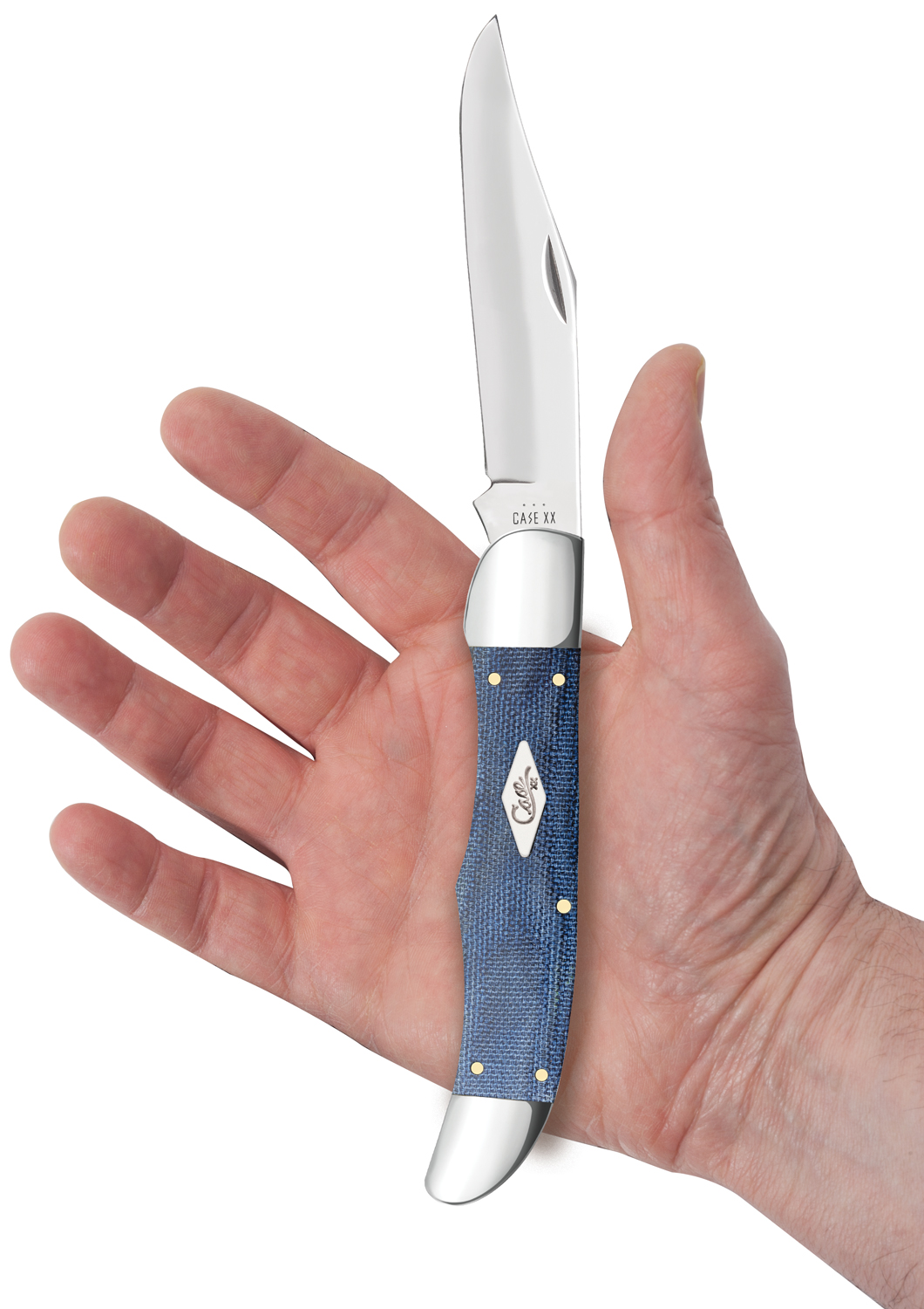 Case Smooth Blue Denim Canvas Laminate Folding Hunter 5.25" Closed ...