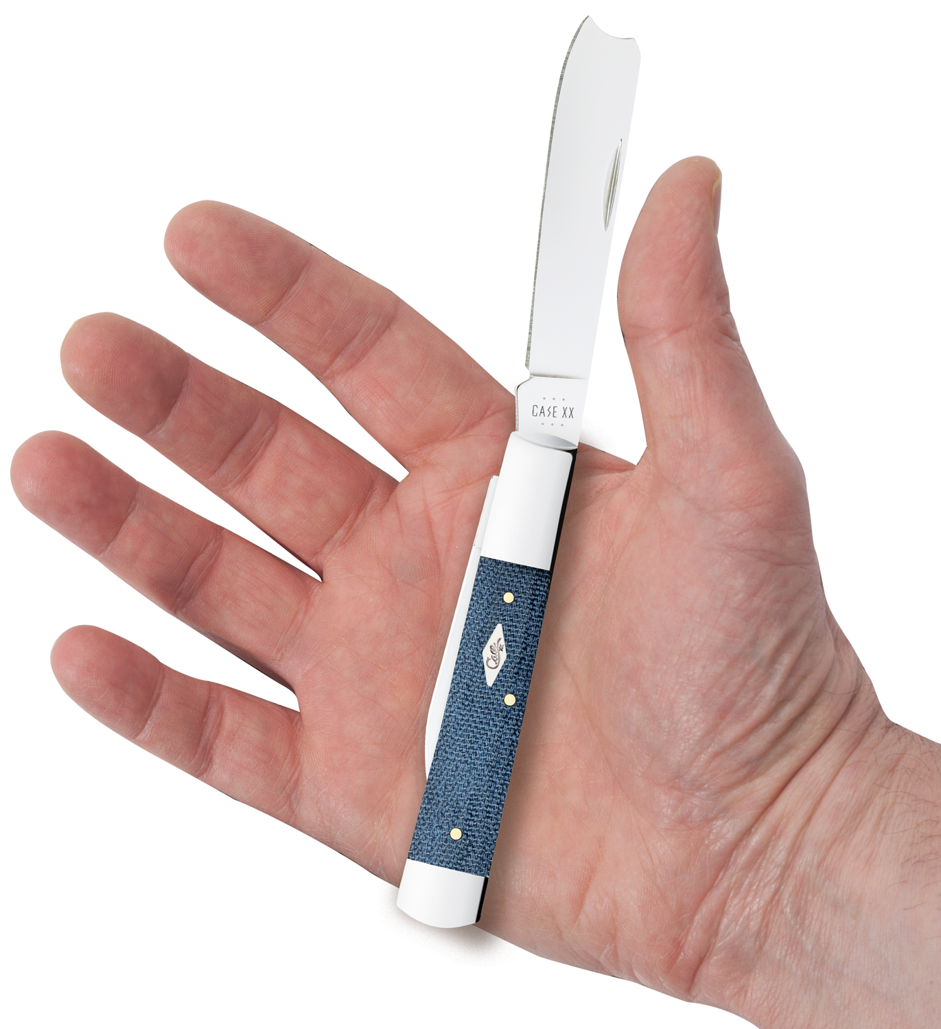 Case Smooth Blue Denim Canvas Laminate Razor Pocket Knife 3.88" Closed ...