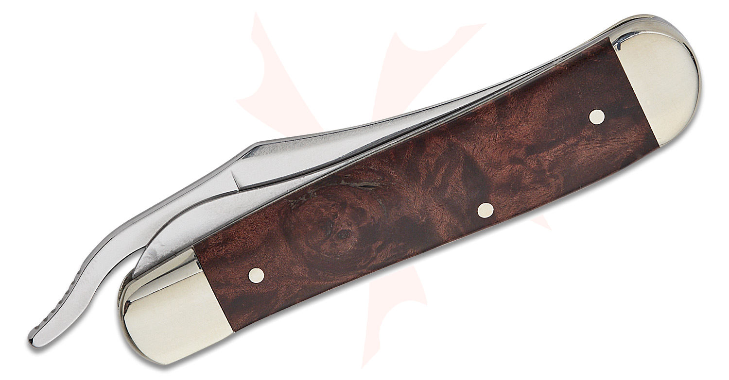 Case Brown Maple Burl Wood RussLock Pocket Knife 4.25" Closed (71953L ...