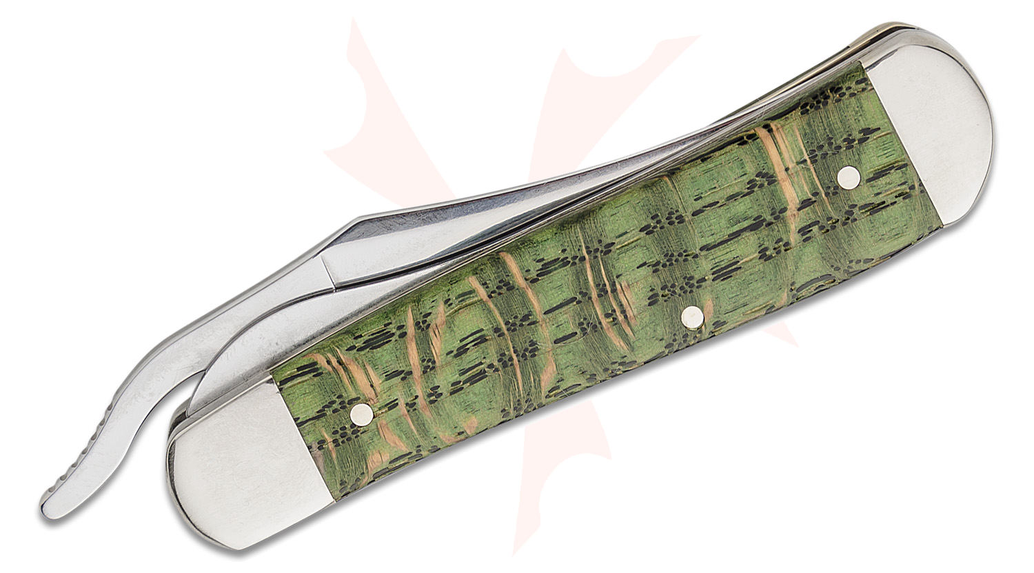 Case Smooth Kelly Green Curly Oak RussLock Pocket Knife 4.13" Closed ...