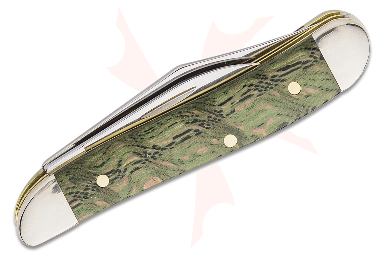 Case Smooth Kelly Green Curly Oak Peanut Pocket Knife 2.88" Closed ...