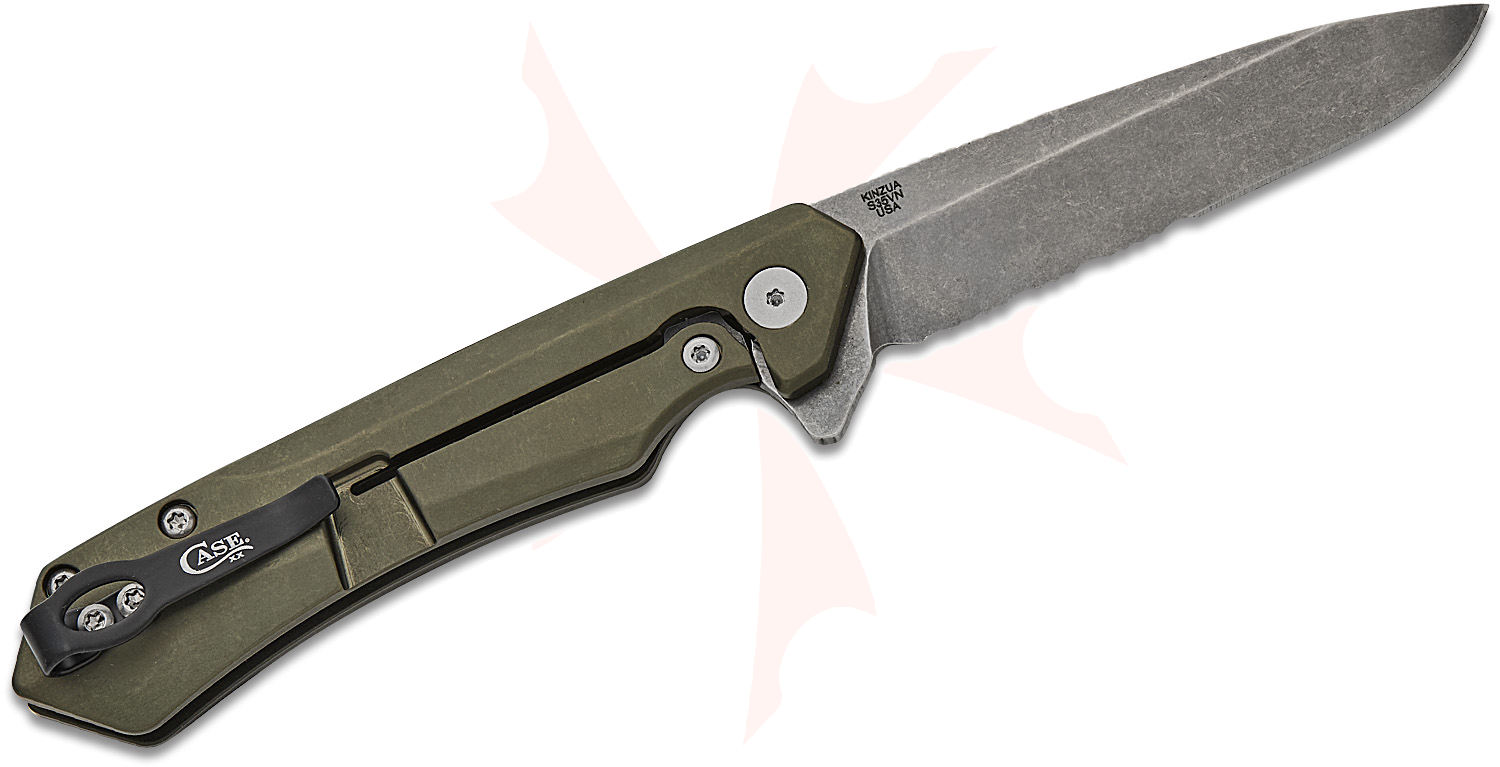 Case Kinzua Flipper Knife 3.4" CPM-S35VN Stonewashed Combo Spear Point ...
