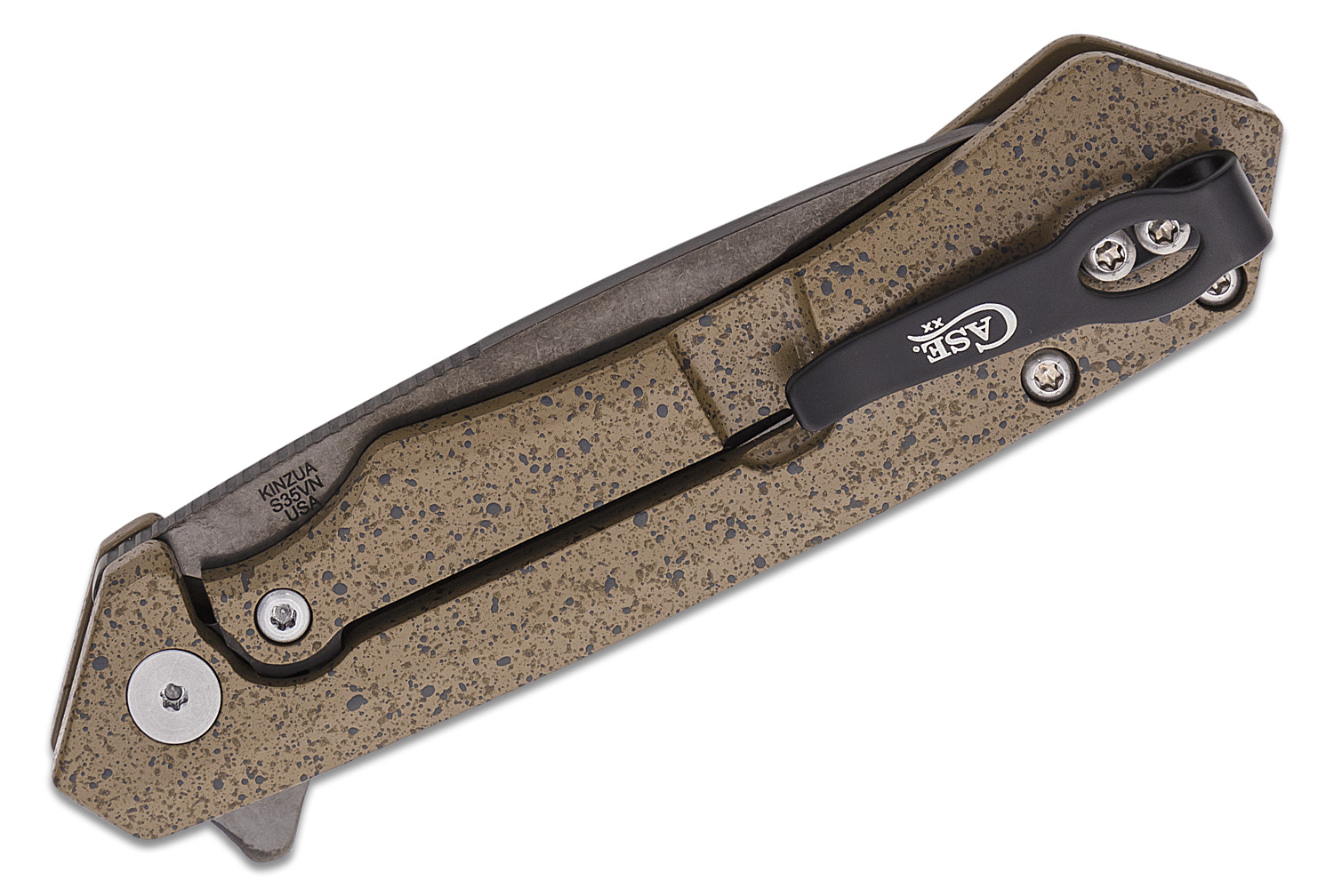Case Custom Kinzua Flipper Knife 3.4" CPM-S35VN DLC Tanto Blade, Brown ...