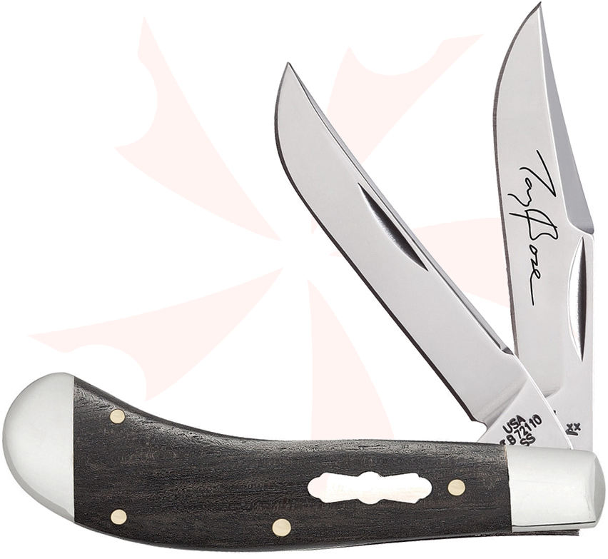 Case Tony Bose Smooth Ebony Wood Saddlehorn Pocket Knife 3.5" Closed ...