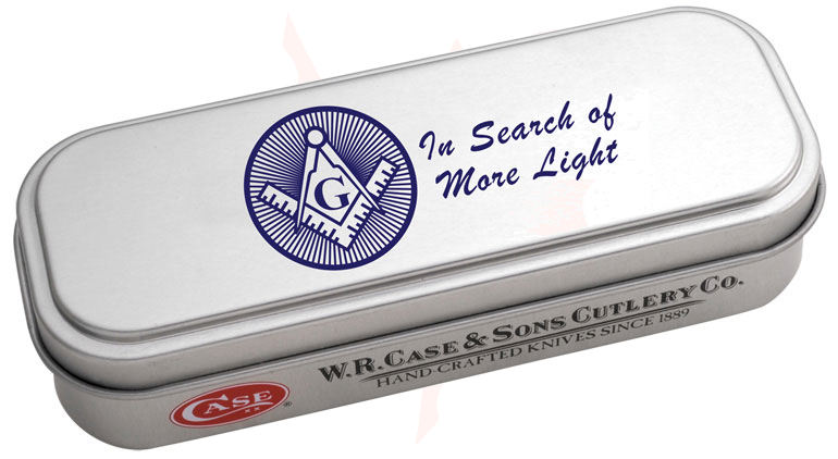 Case Blue Jigged Bone Lockback Masonic Gift Tin 3" Closed (61225L SS ...