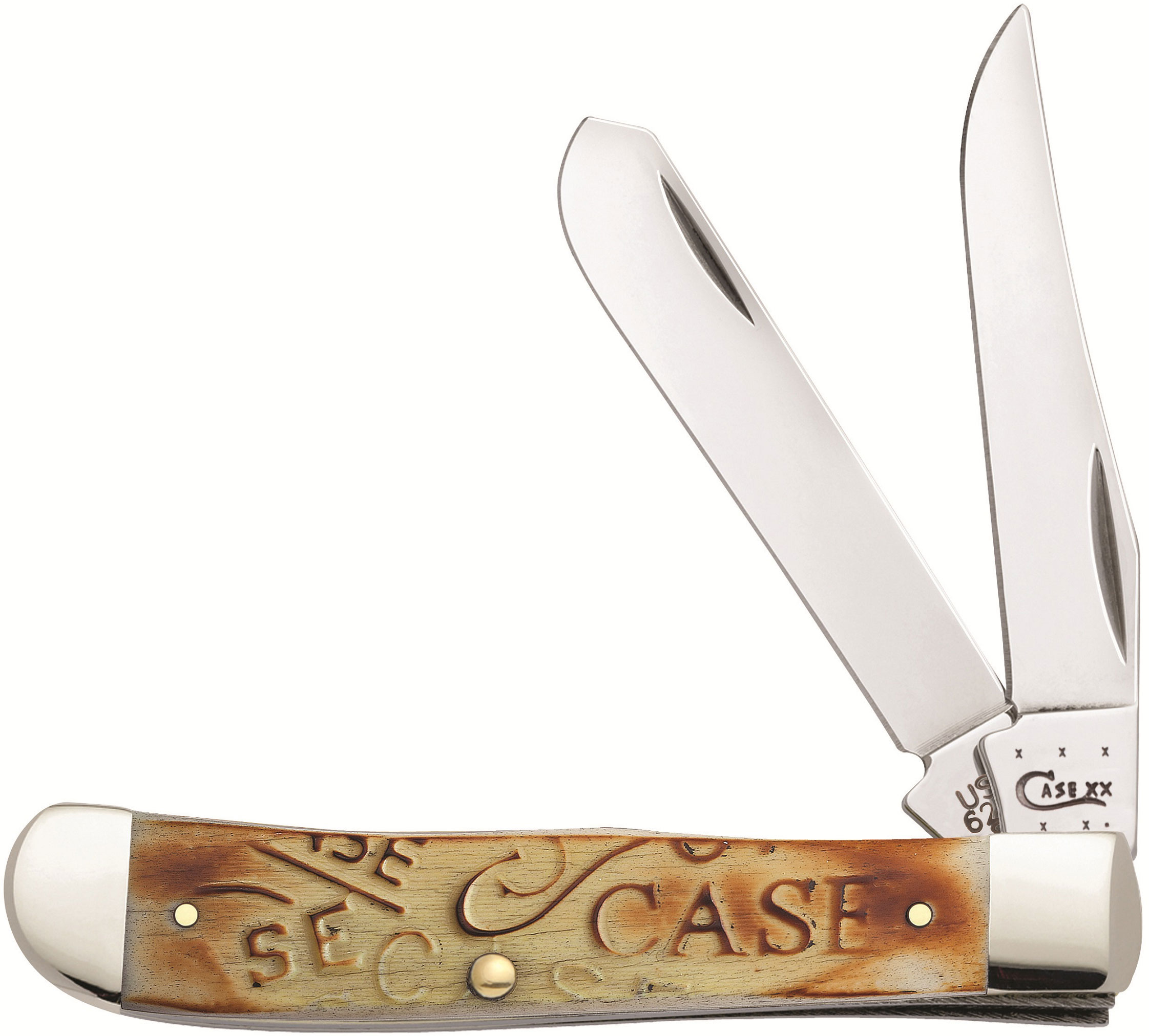 Case Burnt Oatmeal Carved Bone Trapper 4-1/8" Closed (6254 SS ...
