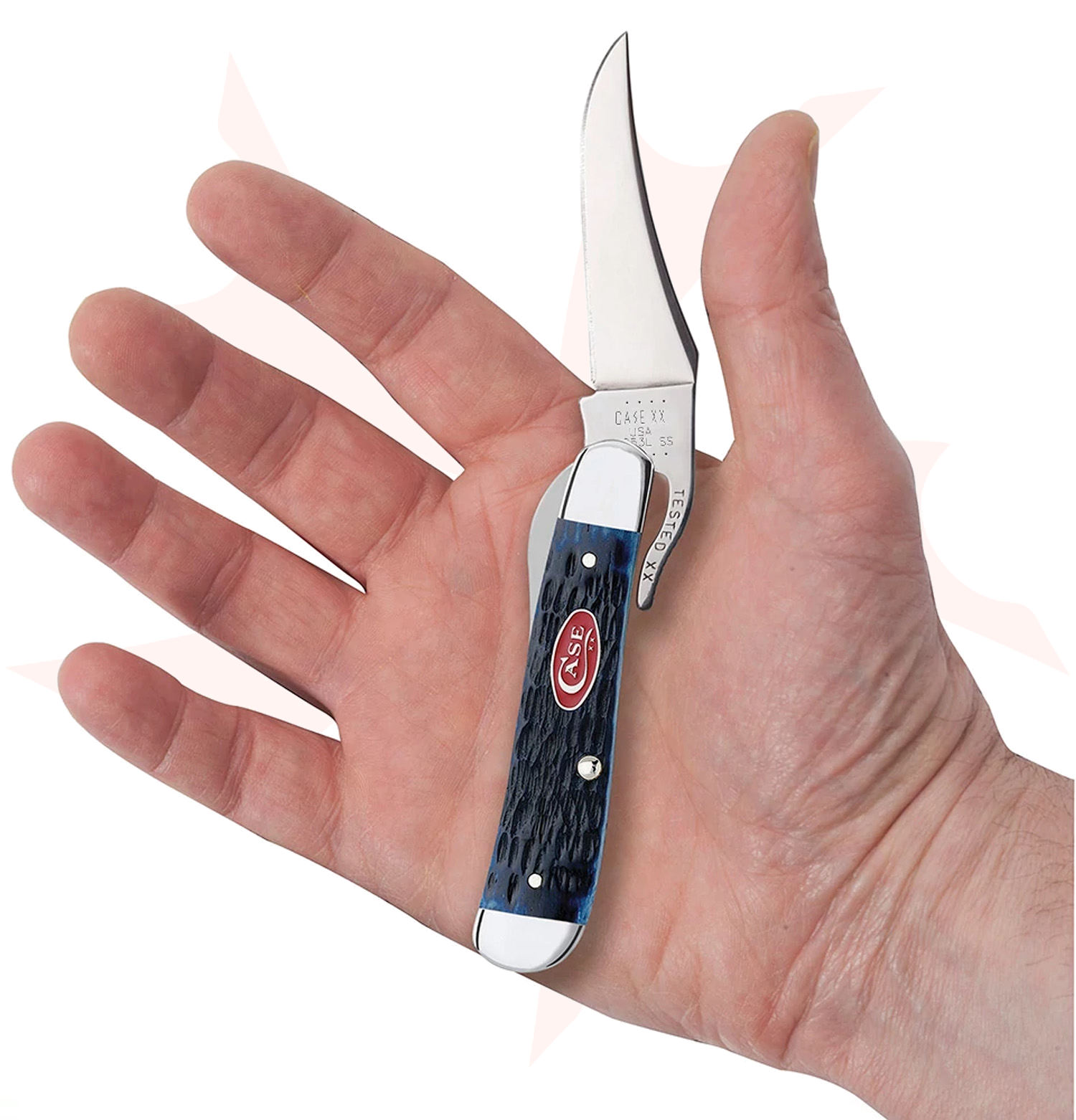 Case Rogers Jig Navy Blue Bone RussLock Red Shield 4.25" Closed (61953L ...