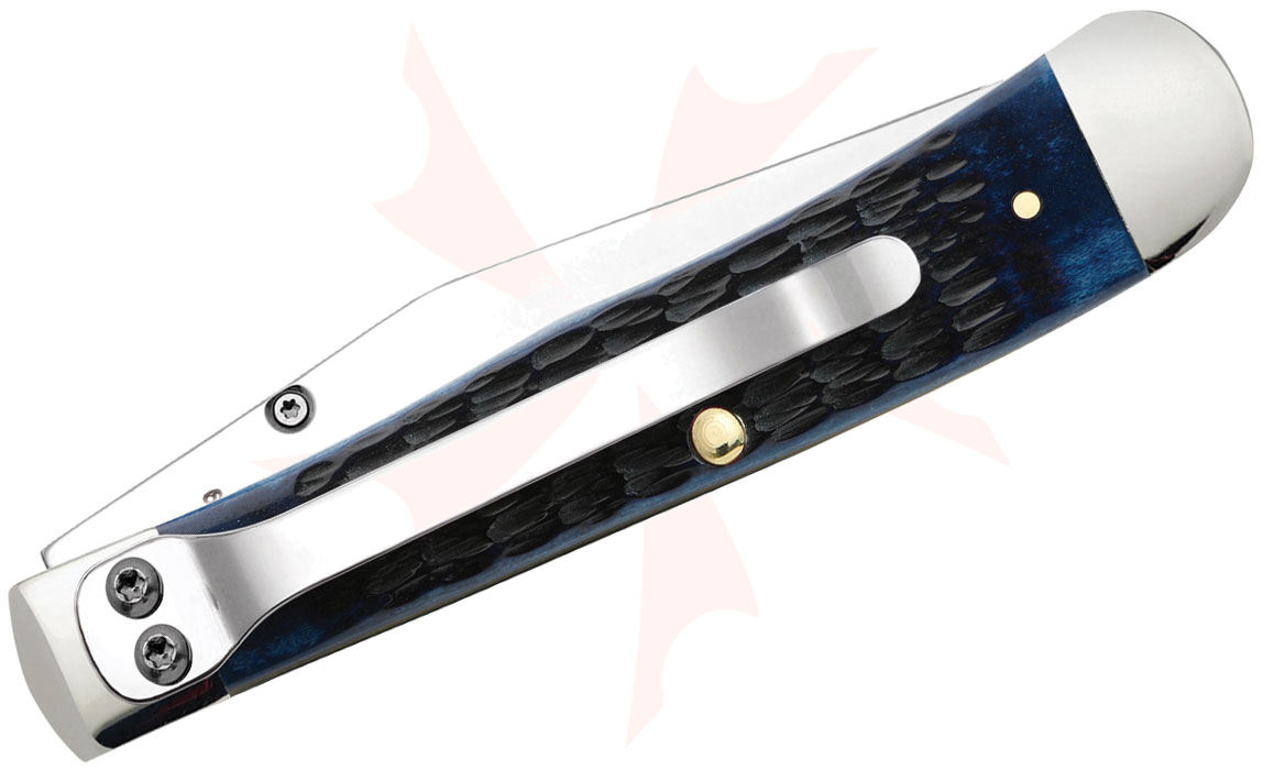 Case Marines Blue Bone Handle TrapperLock with Clip 4-1/8" Closed ...