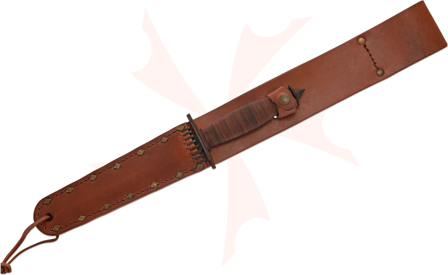 Case V-42 Military Fighting Stiletto Fixed Double Edge Dagger, Leather ...