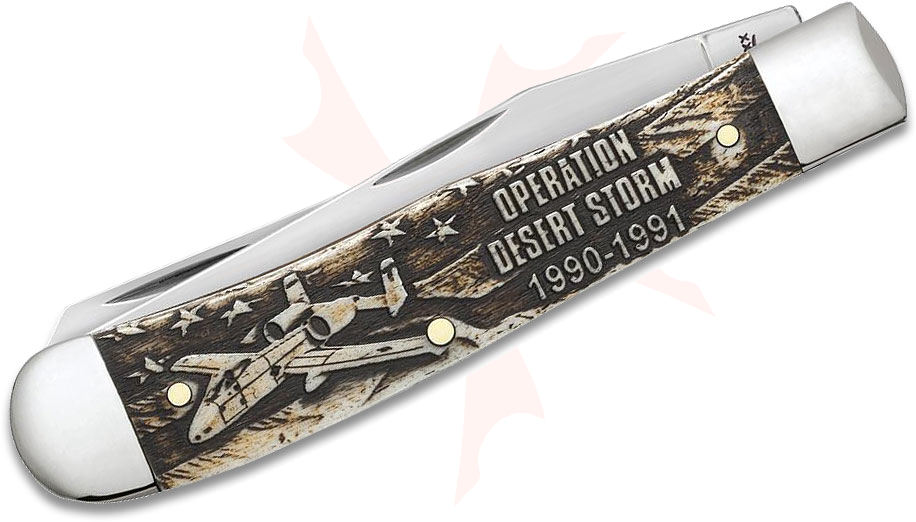 Case War Series Embellished Smooth Natural Bone Desert Storm Trapper 4.13" Closed (6254 SS ...