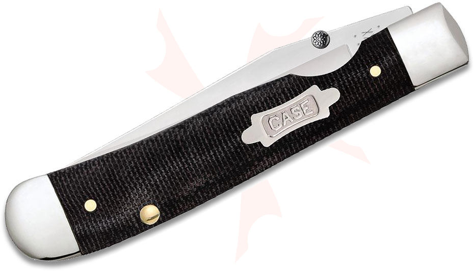 Case Smooth Black Canvas Laminate Kickstart Assisted TrapperLock 4.13 ...