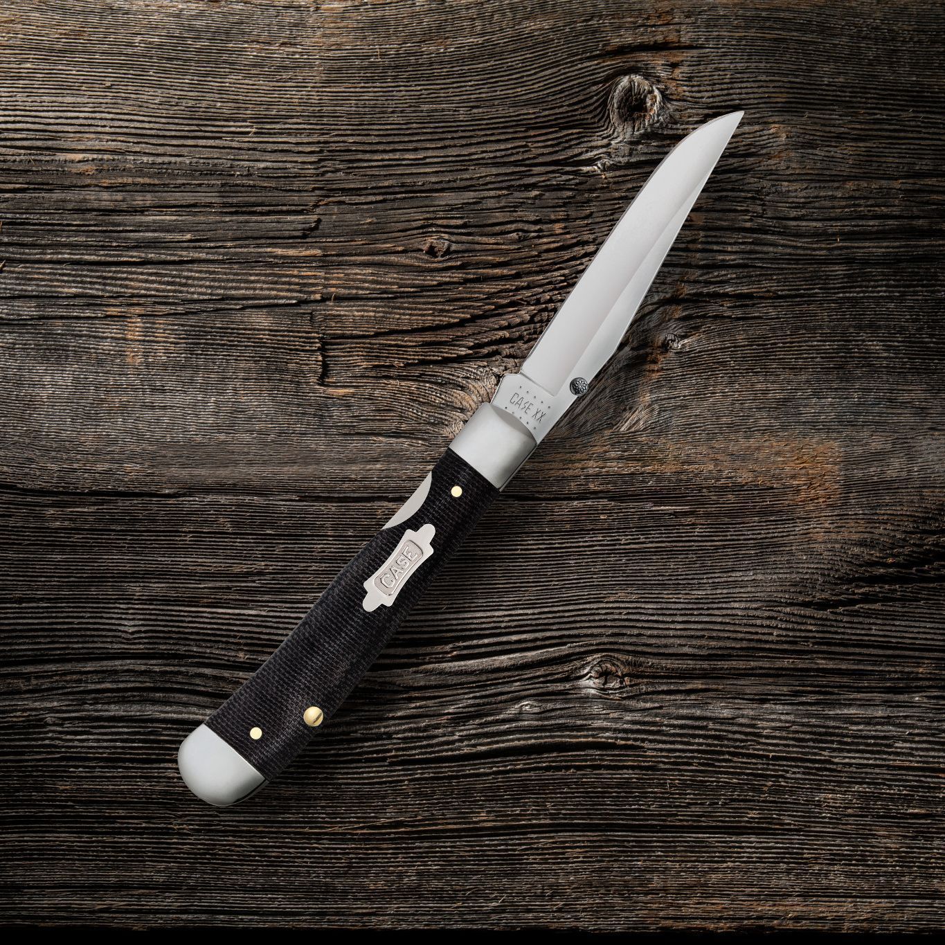 Case Smooth Black Canvas Laminate Kickstart Assisted TrapperLock 4.13 ...