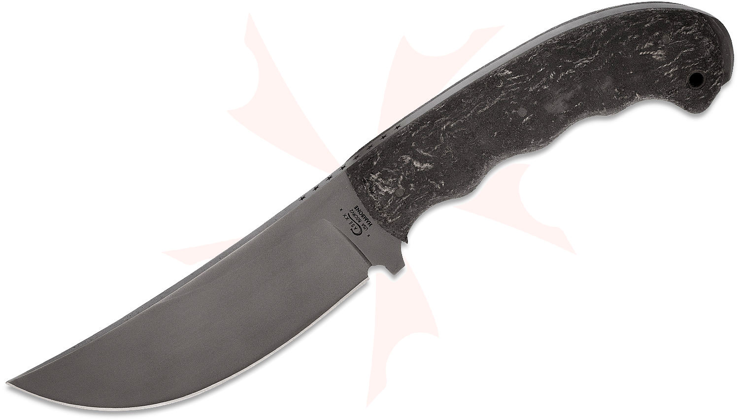 Case Winkler Hambone Fixed Blade Knife 4.5" Black 80CrV2 Upswept, Black Textured Rubber Handles ...