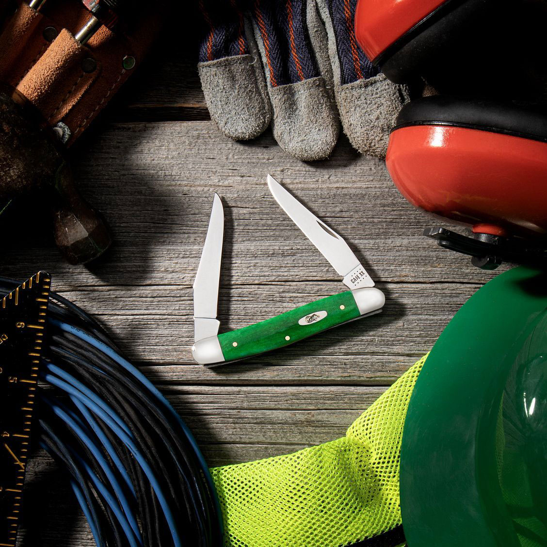 Case Smooth Brilliant Green Bone Muskrat Pocket Knife 3.88" Closed ...