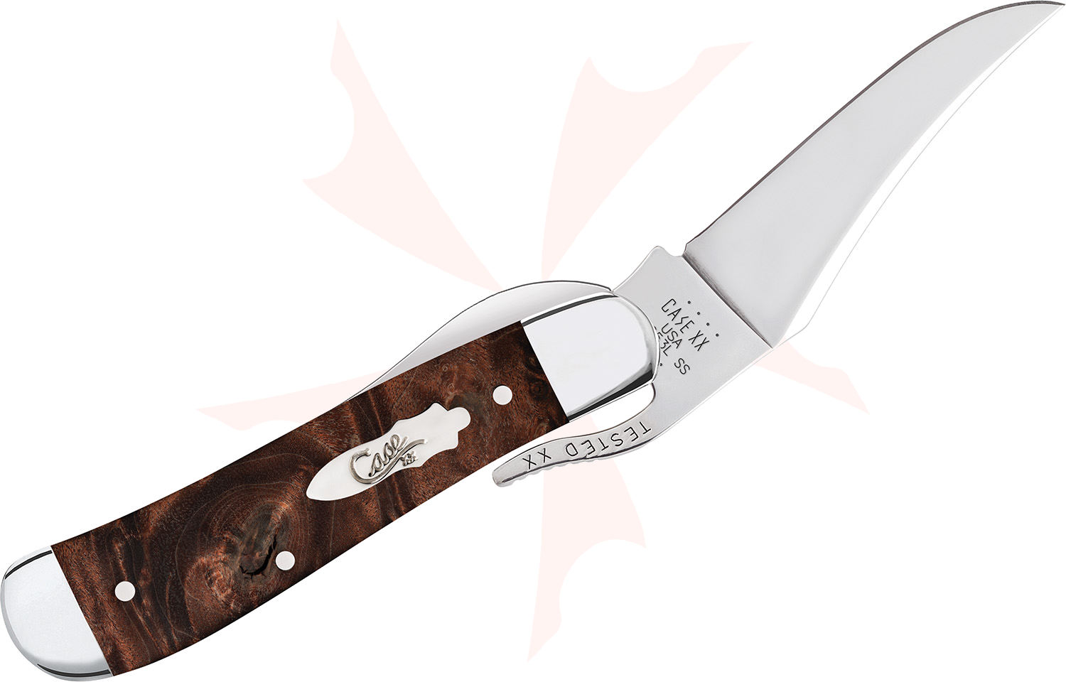 Case Brown Maple Burl Wood RussLock Pocket Knife 4.25" Closed (71953L ...