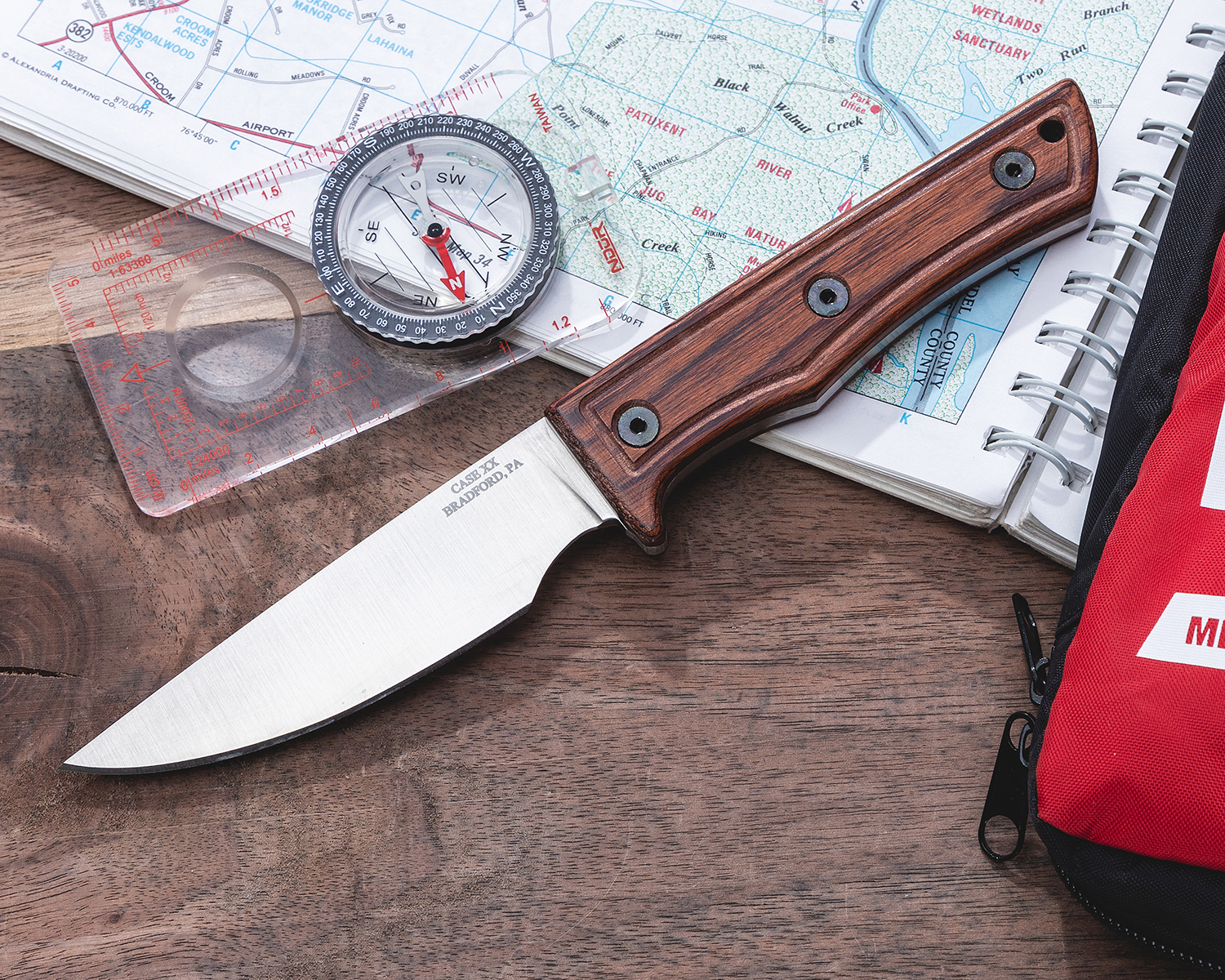 Case Hardwood Composite Hunter Fixed Blade Knife 4.41" 420HC Satin Drop ...