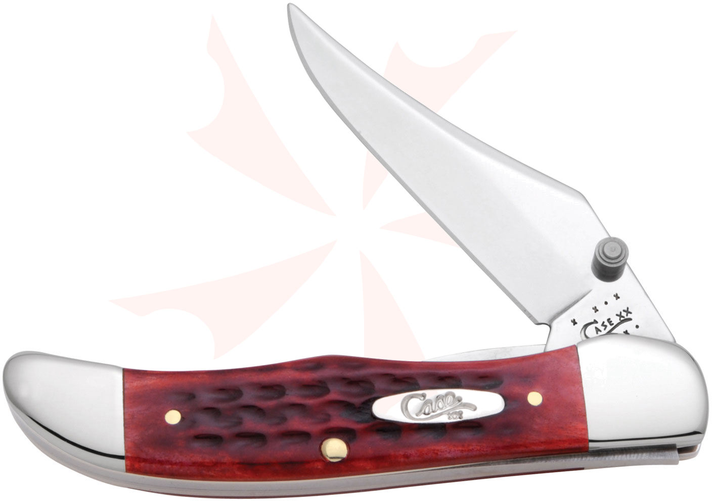 Case Pocket Worn Mid-Folding Hunter 4" Old Red Bone Handles (61265L SS ...