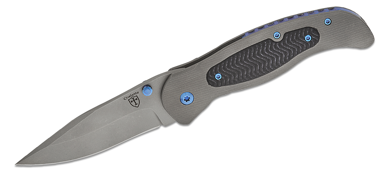 Chelette Knives Custom V1 Folding Knife 3.625" CPM-MagnaCut Blasted ...