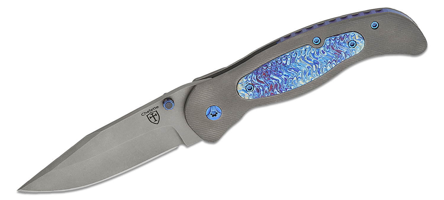 Chelette Knives Custom V1 Folding Knife 3.625" CPM-MagnaCut Blasted ...