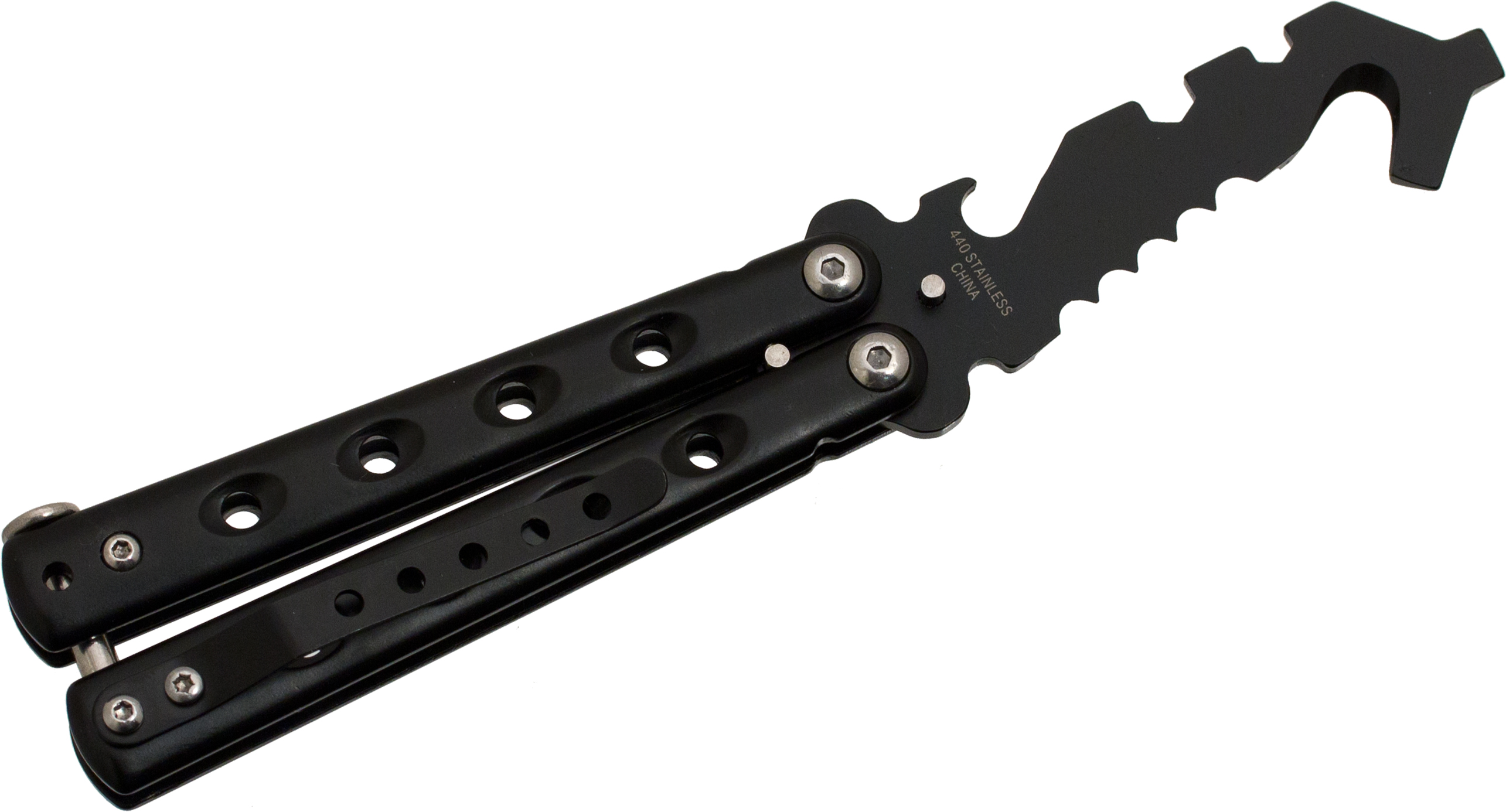 GenPro Mini Balisong Butterfly Multi-Tool, 3.75" Closed, Matte Black ...