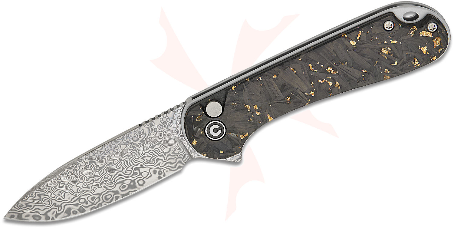 CIVIVI Knives Button Lock Elementum II Flipper Knife 2.96" Damascus ...