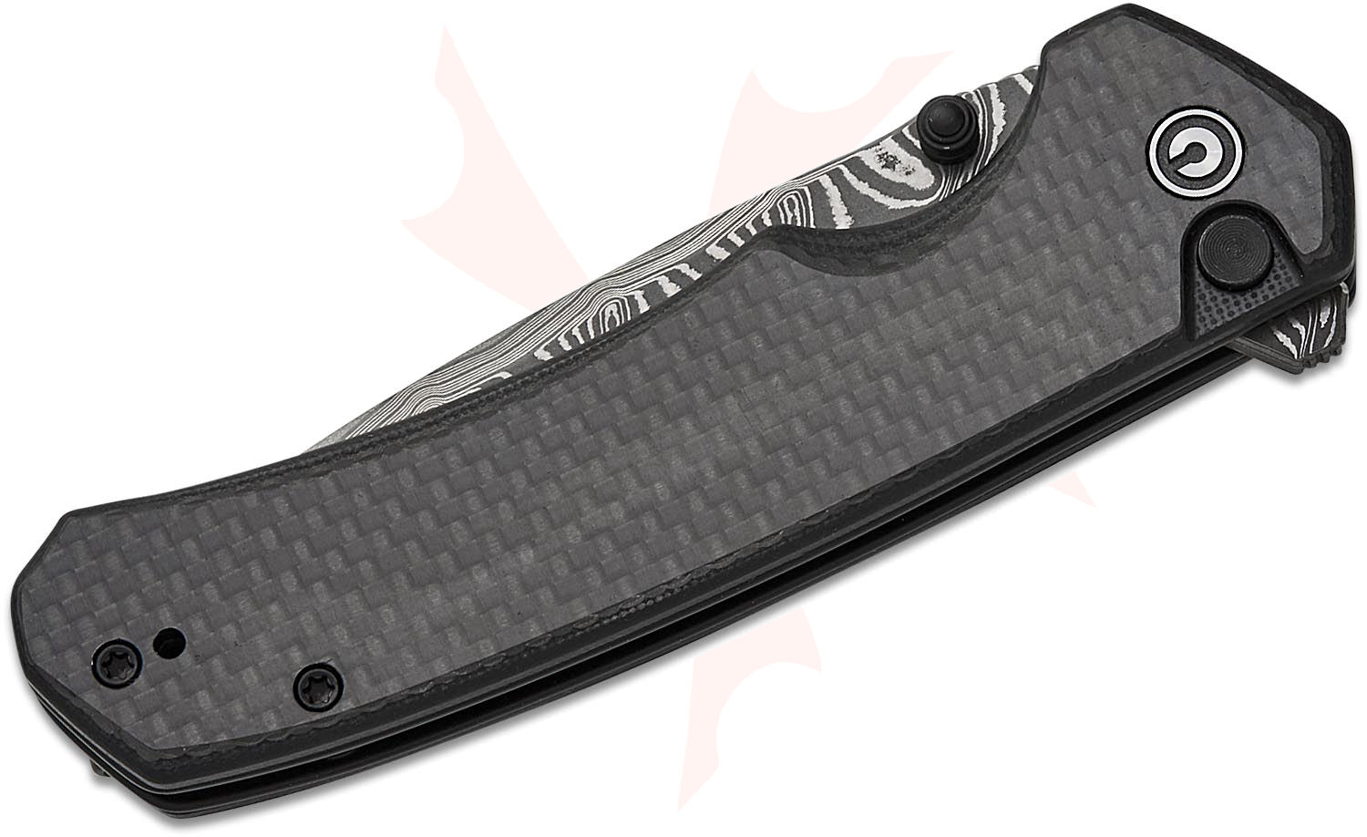CIVIVI Knives Button Lock Brazen Flipper Knife 3.46" Damascus Tanto ...