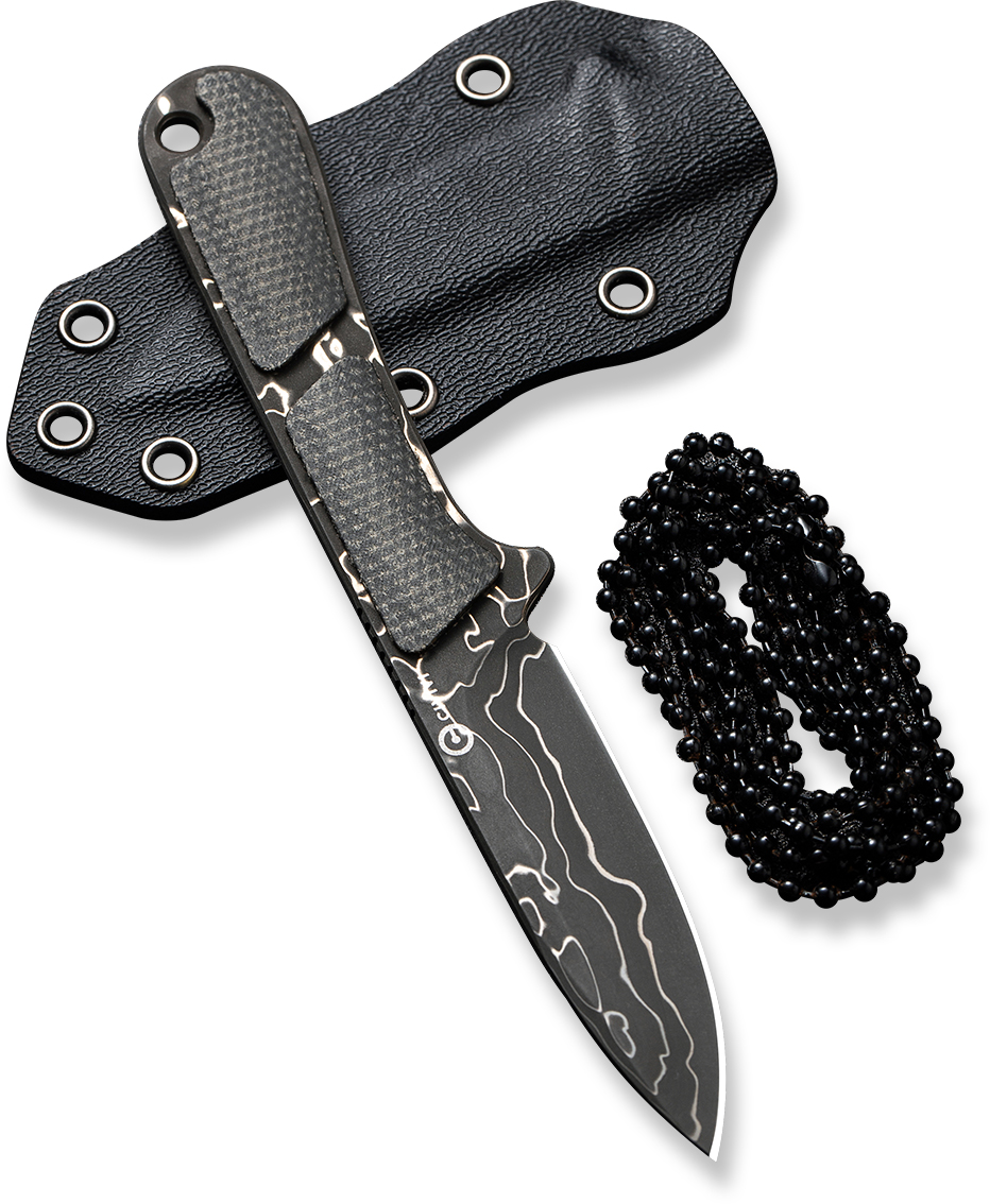 CIVIVI Knives Mini Elementum Fixed Blade Neck Knife 2.24" Damascus Drop ...