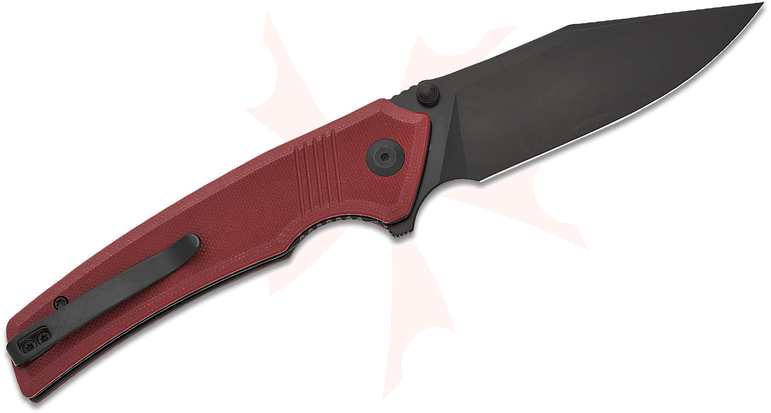 CIVIVI Knives Tranquil Liner Lock Flipper Knife 3.7" 14C28N Black Clip Point Blade, Burgundy G10 ...